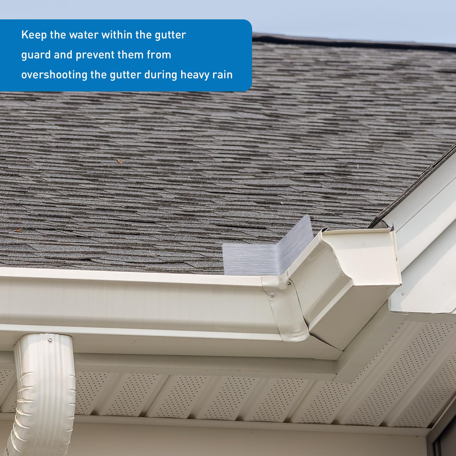 Aoibrloy 2PCS Aluminum Gutter Valley Splash Guards for Roof Corner, Roof Rain Diverter with 20 PCS Matching Gutter Screws, Downspout Diverter for Blocking Heavy Rain Flow