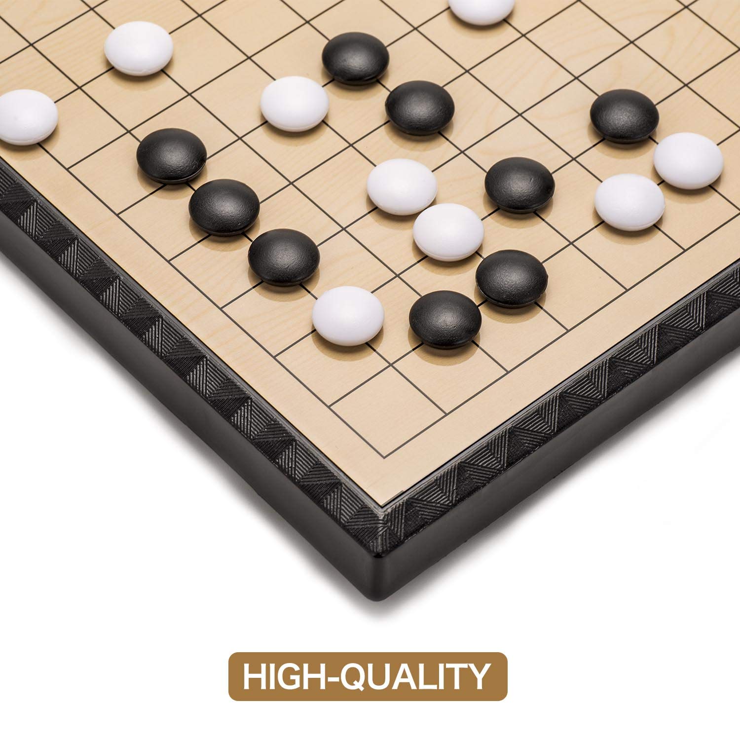 AMEROUS 11 Inches Magnetic Go Game Set (19 x 19), Travel Foldable Board Game Set with Magnetic Plastic Stones & Go Game Rules for Beginner, Kids, Adults (Weiqi)