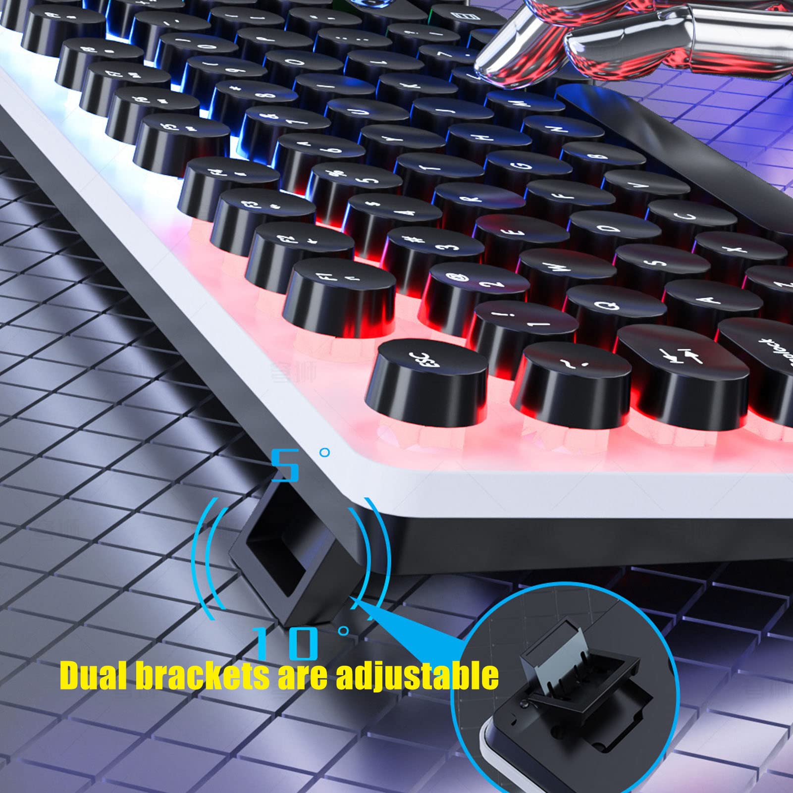 Aumoo Mechanical Gaming Keyboard, RBG Computer Keyboard Wired 104 Keys USB Interface for Home Black
