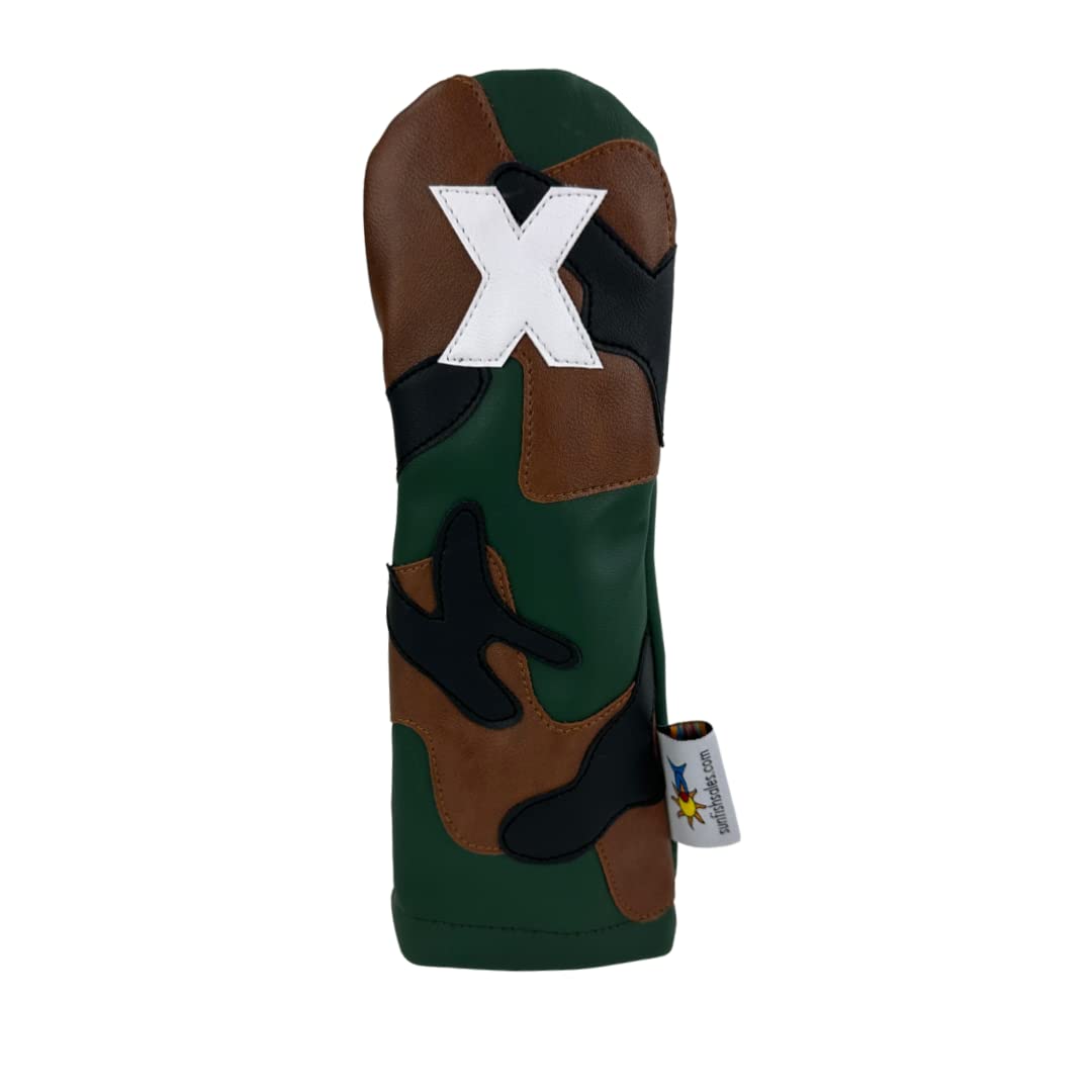 Army Camo Sunfish Leather Golf Club Headcover Set 1 3 X Driver Fairway Hybrid