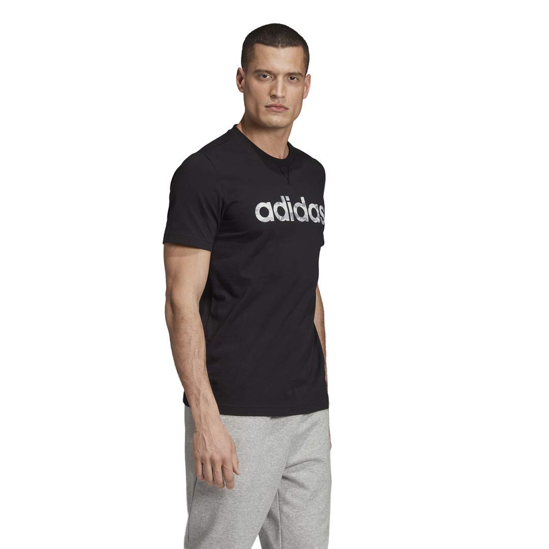 adidas mens Camo Linear Tee Black/White/Grey /Grey Small