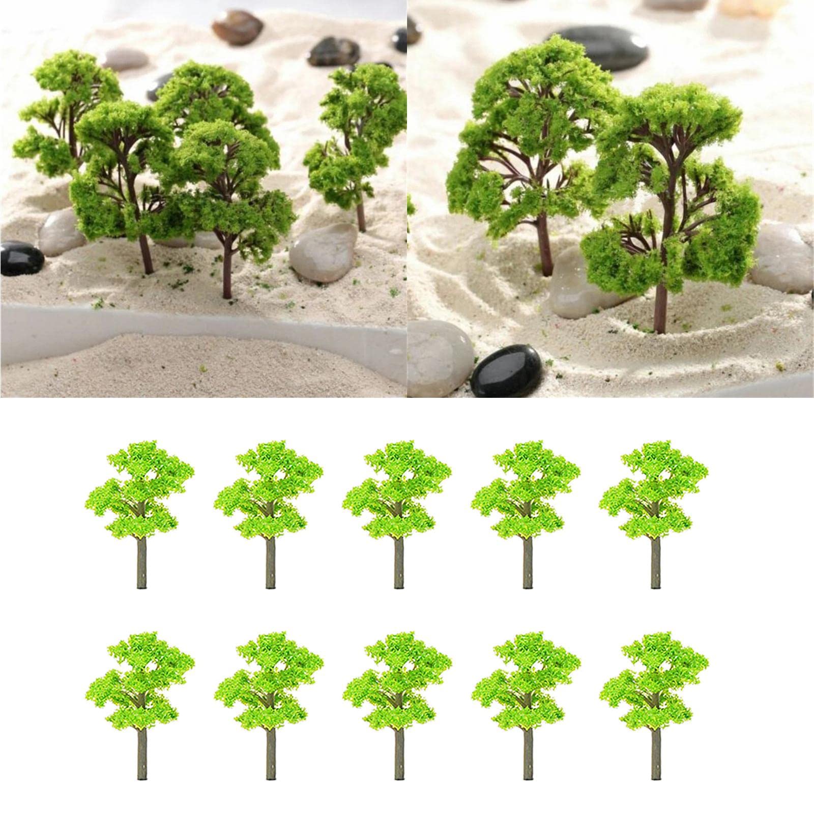 BESSTUUP 10pcs Model Trees 4/5.5/7/8.5/11.5cm Train Scenery Trees Diorama Trees Plastic Trees for Projects Model Train Landscape Kits - 5.5cm
