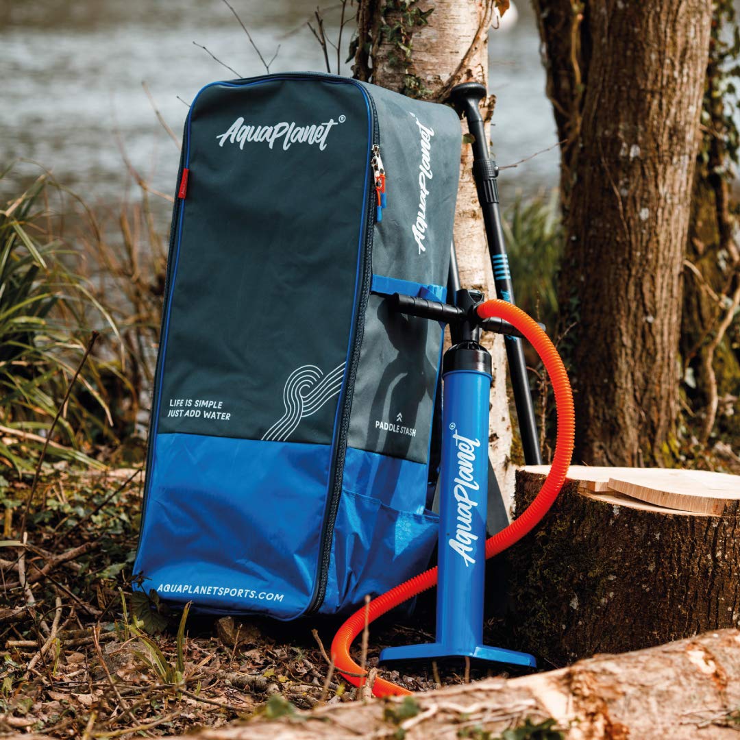 AQUAPLANET 10ft ALLROUND Paddle board - Beginner’s Kit. Air Pump with Pressure Gauge,Adjustable Aluminium Floating Paddle,Repair Kit,Heavy Duty Carry Rucksack & Premium Leash & 4 Kayak Seat Rings