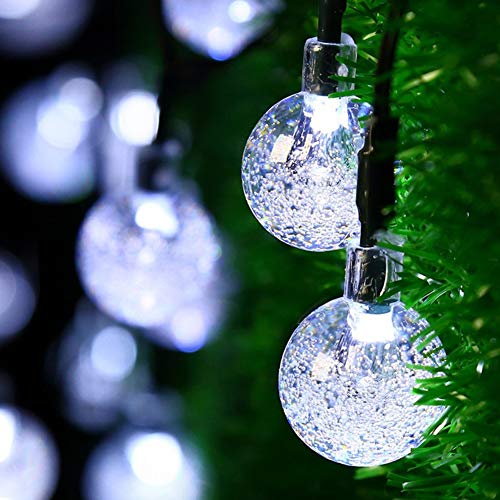 Aoile 6.5M 30LED Solar-Powered Bubble String Lights Night Light Garden Home Party Bar Decoration Warm White