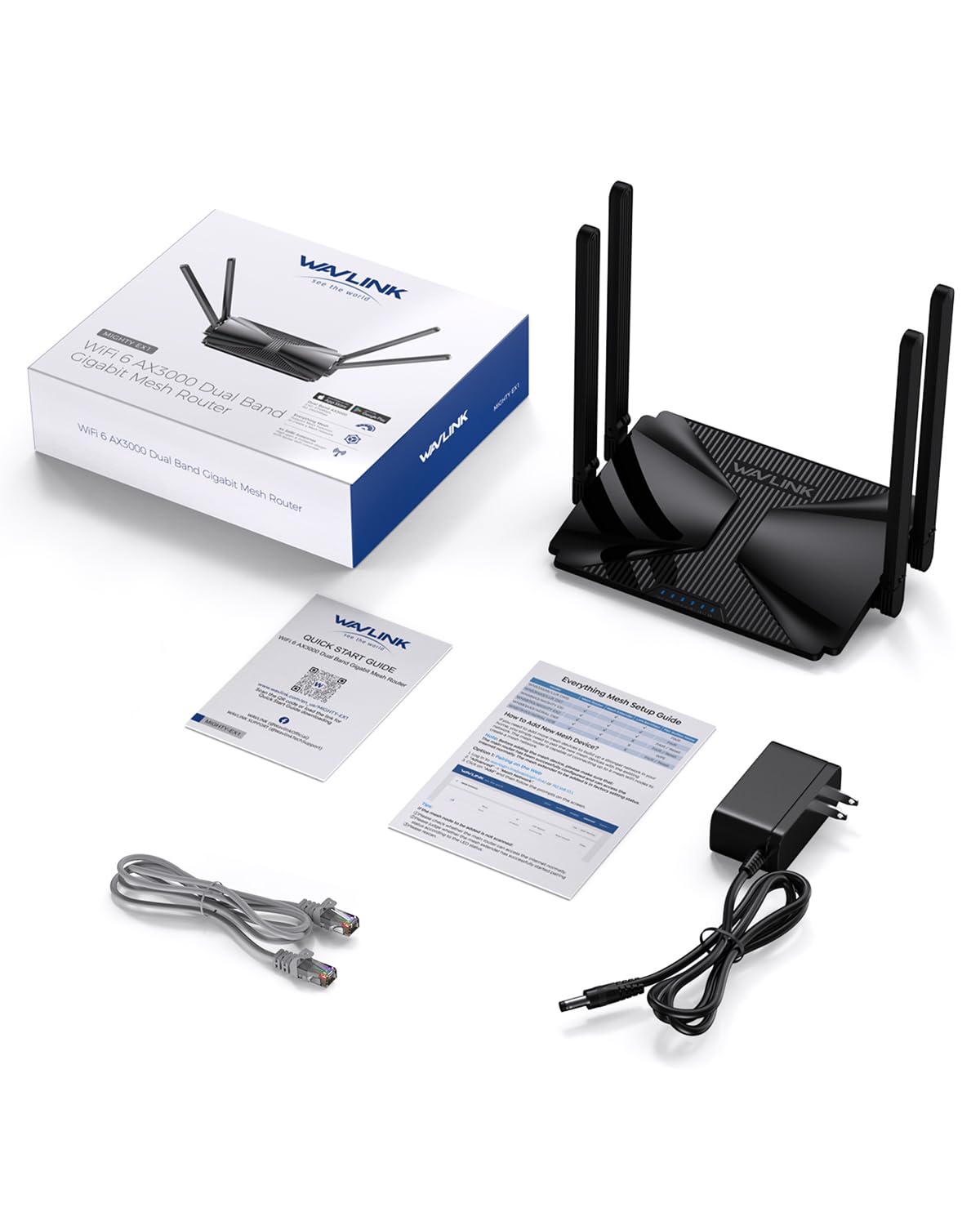 AX3000 WiFi 6 Router, WAVLINK Multi-Gigabit Mesh Router Dual Band, Mesh Support, MU-MIMO, WPA3, IPv6, Wireless Internet WiFi Router for Gaming Home