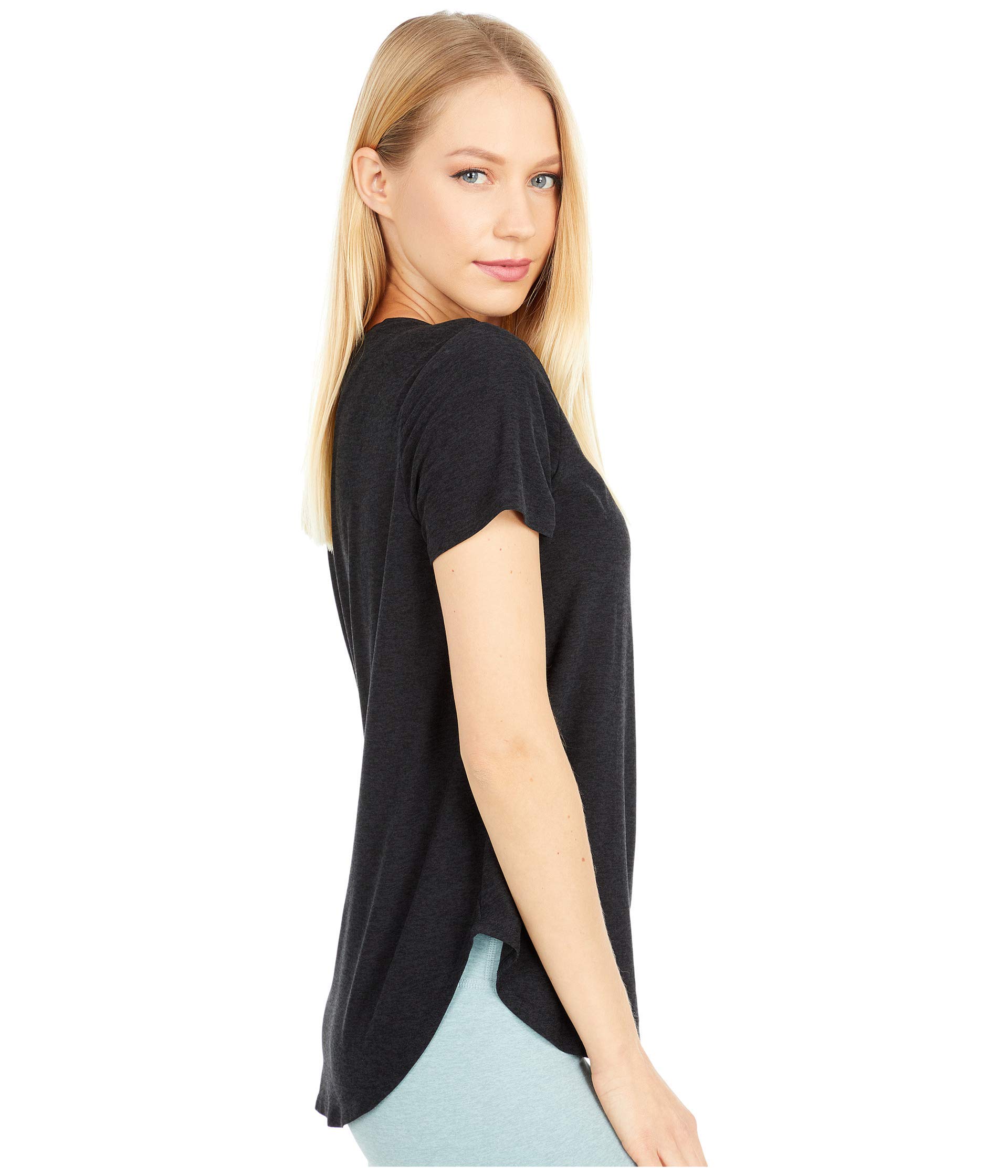 Beyond Yoga Womens Featherweight On The Down Low Tee Deep Sea Heather XS One Size