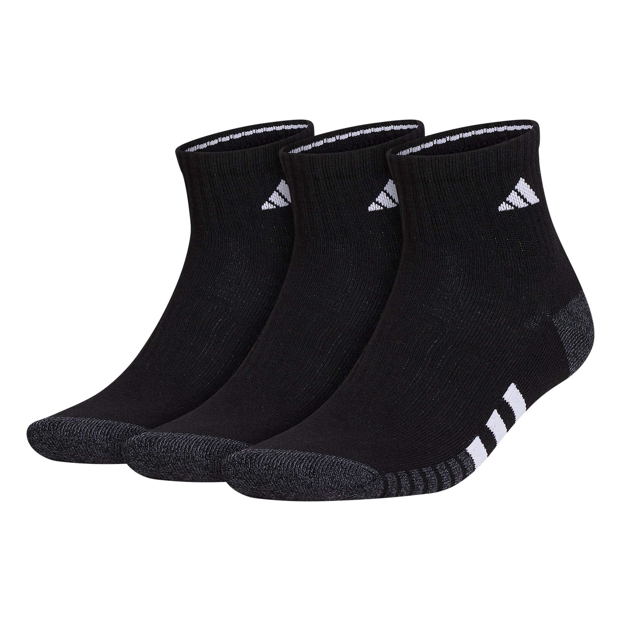 adidas Mens Cushioned (3-pair) Quarter Sock, Legend Ink Blue/Tech Indigo Blue/Clear Onix Grey, Large US