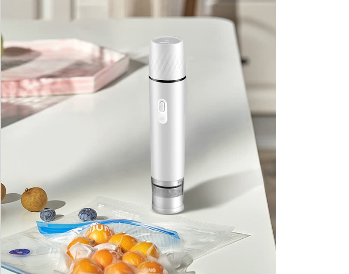 AllGoods Handheld Portable, Powerful and Convenient Lightweight Vacuum Sealer and Food Storage with Long Lasting USB Rechargeable Battery. (White)