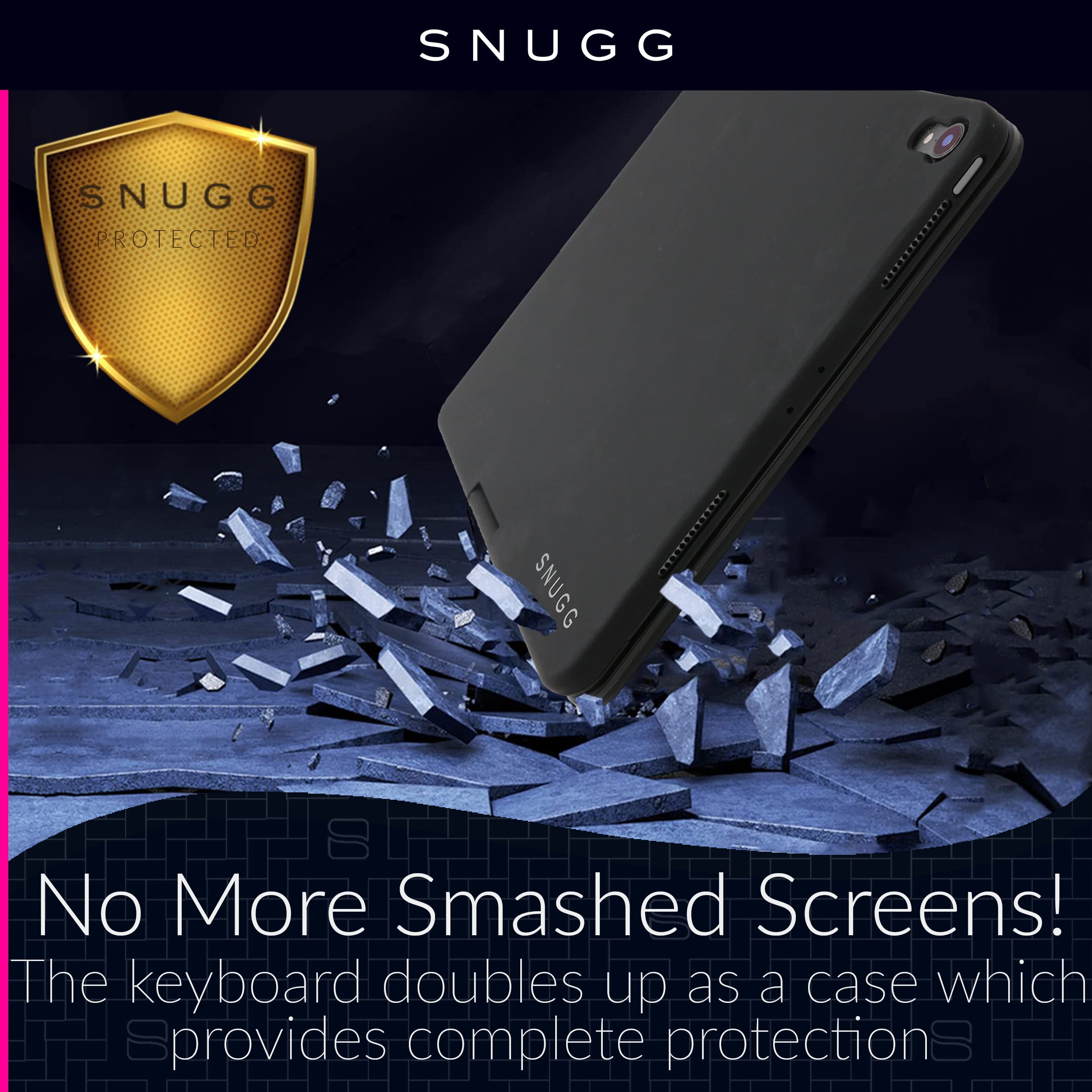 Snugg iPad Pro 12.9 Case with Keyboard 2nd Generation (2017 2nd Gen/2015 1st Gen) - Bluetooth iPad Pro Keyboard 12.9 1st Generation - 360 Degree Apple iPad Pro 12.9 Gen 2 Keyboard