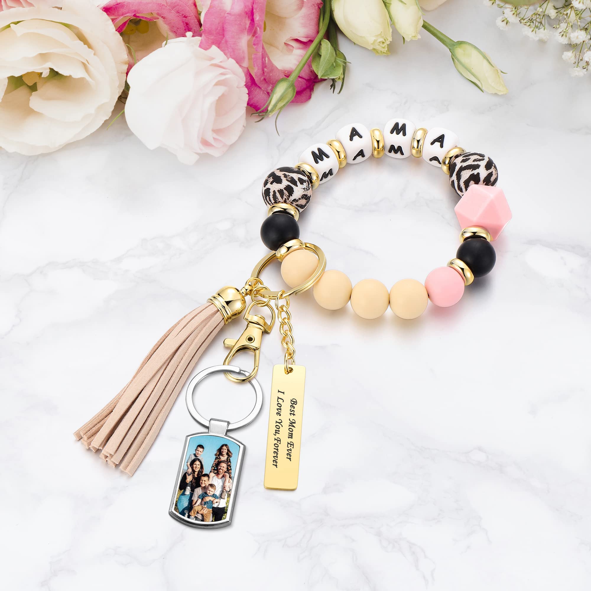 AllerPierce Personalized Custom Keychain Print Photo Picture Key Chain Holder Engraved Picture Text Keychain Father's Day Gifts