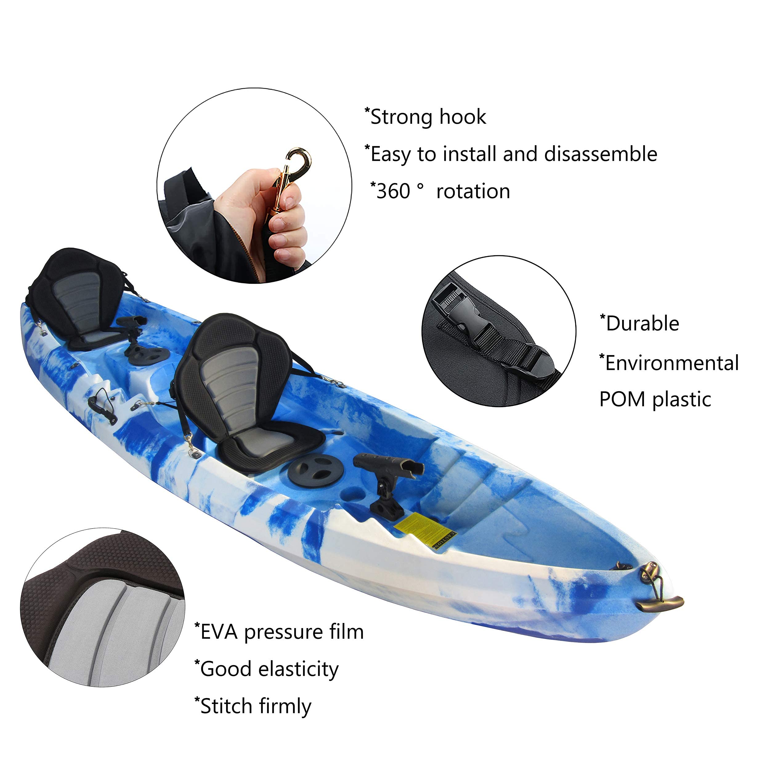 Apurioni Kayak Seat with Back Support Adjustable Straps and Deluxe Padded Cushion with Waterproof Storage Bag
