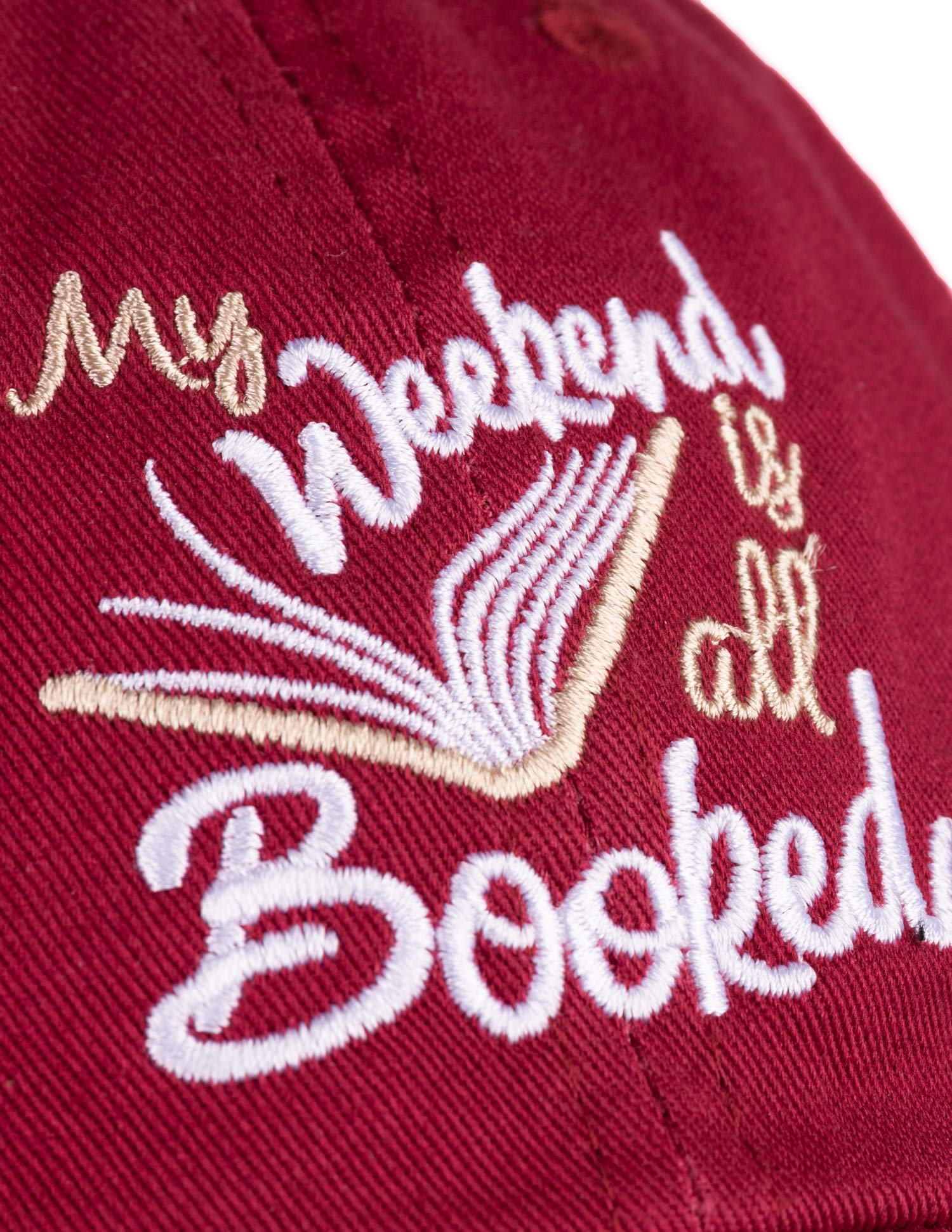 Ann Arbor T-shirt Co. My Weekend is All Booked | Funny Cute Book Club Reader Reading Women's Baseball Dad Hat-Cardinal
