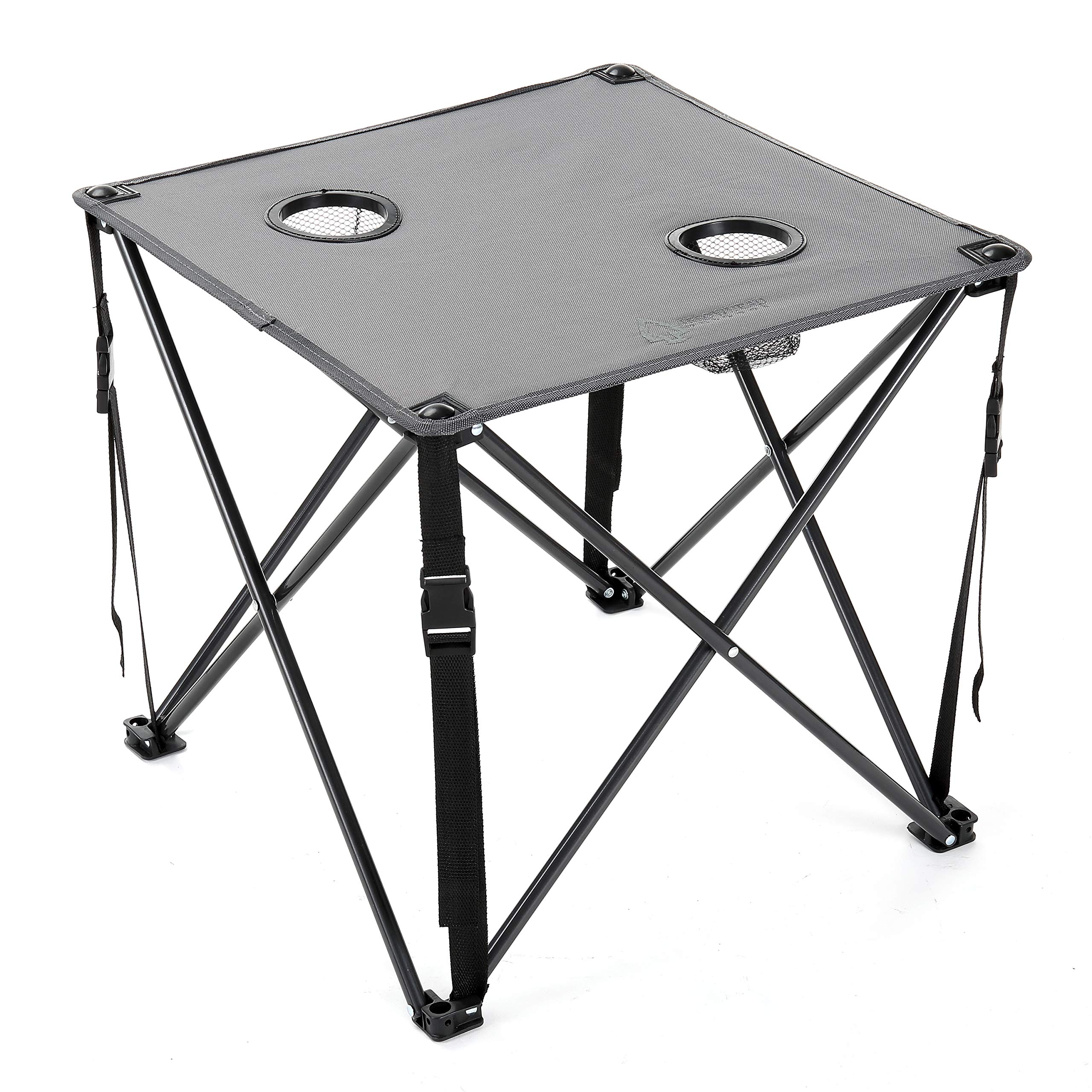 ARROWHEAD OUTDOOR 26” (66cm) Heavy-Duty Portable Camping Folding Table, 2 Cup Holders, Compact, Square, Carrying Case Included, Steel Frame, High-Grade 600D Canvas, USA-Based Support