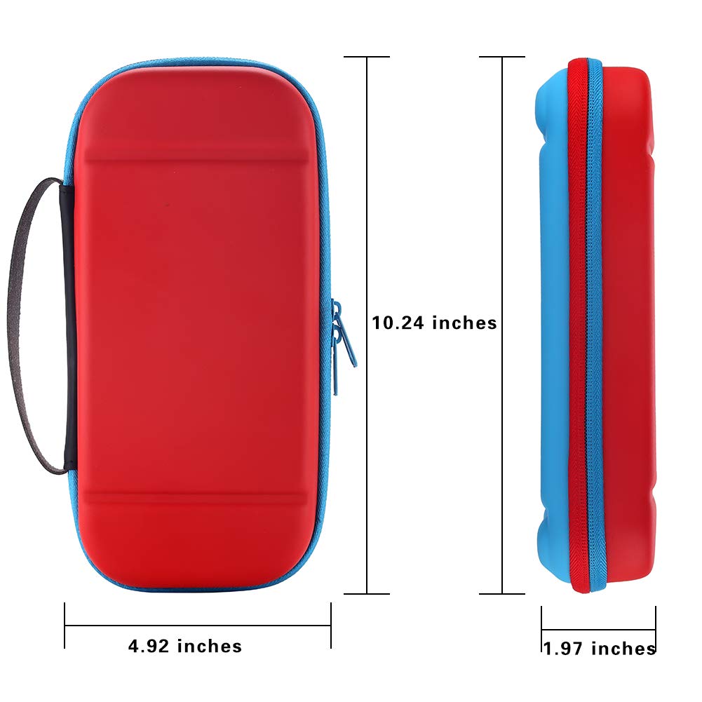 GOMDA Switch Carry Case Compatible - with 20 Games Cartridges and Support Bracket- Protective Hard Shell Travel Carrying Case Pouch for Nintendo Switch Console & Accessories,Blue Red