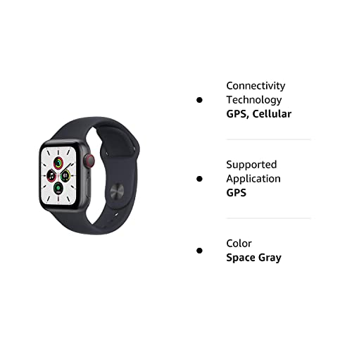 Apple Watch SE (GPS + Cellular, 40MM) - Space Gray Aluminum Case with Midnight Sport Band (Renewed)