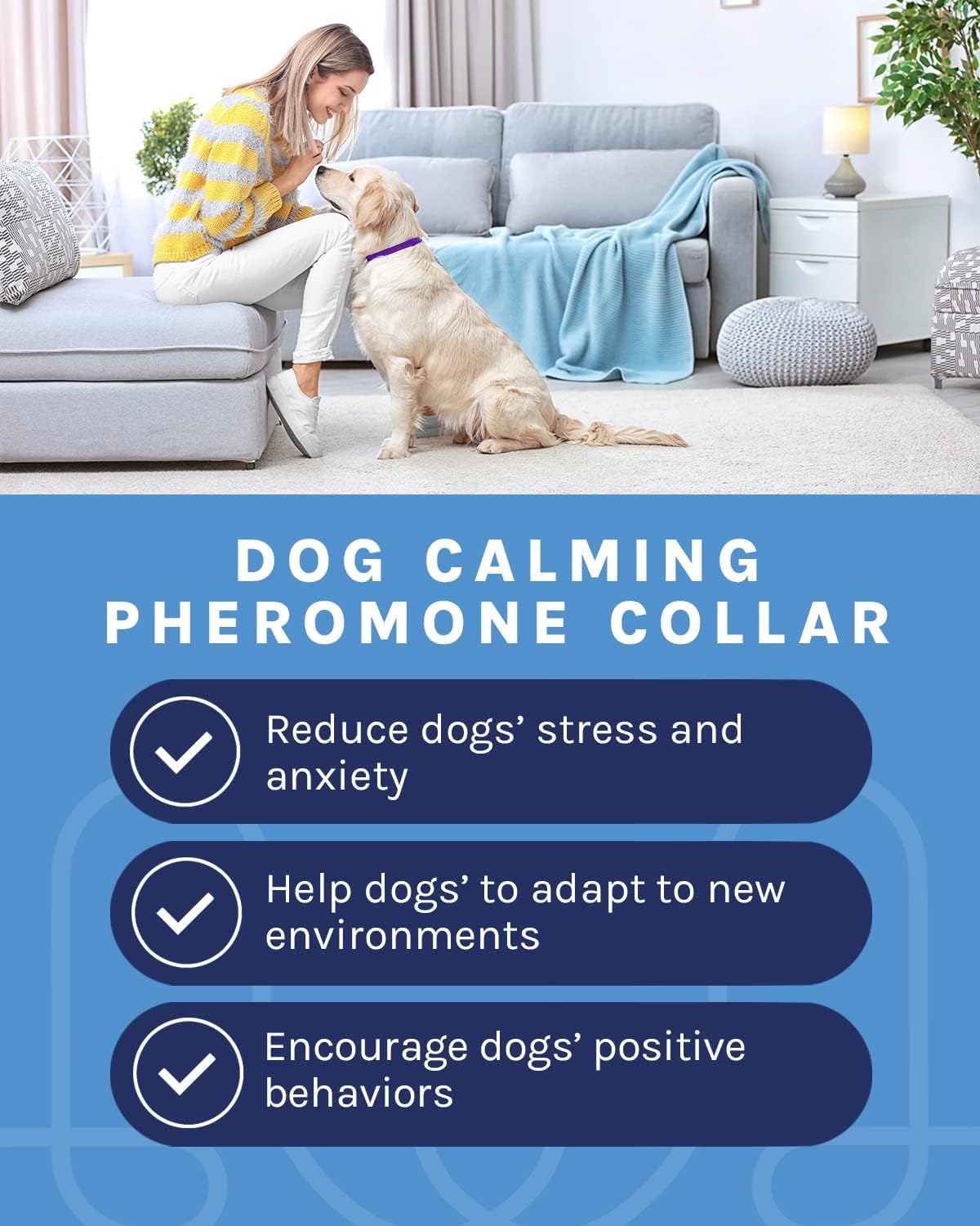 Calming Collar for Dogs - Adjustable Separation Anxiety Relief Dog - 60 Days Sustained Release of Pheromones for Small, Medium, and Large Dog Breeds, 4 Packs