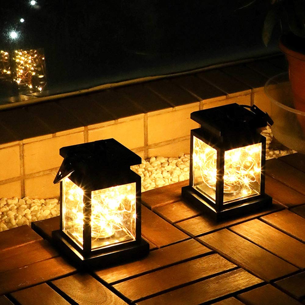JF-XUAN Solar Light 1/2 Packs Solar Powered LED Lantern Lights aterproof Outdoor Garden Light Hang Lamp with Clip for Home Garden Decoration D30 Powered Spotlight