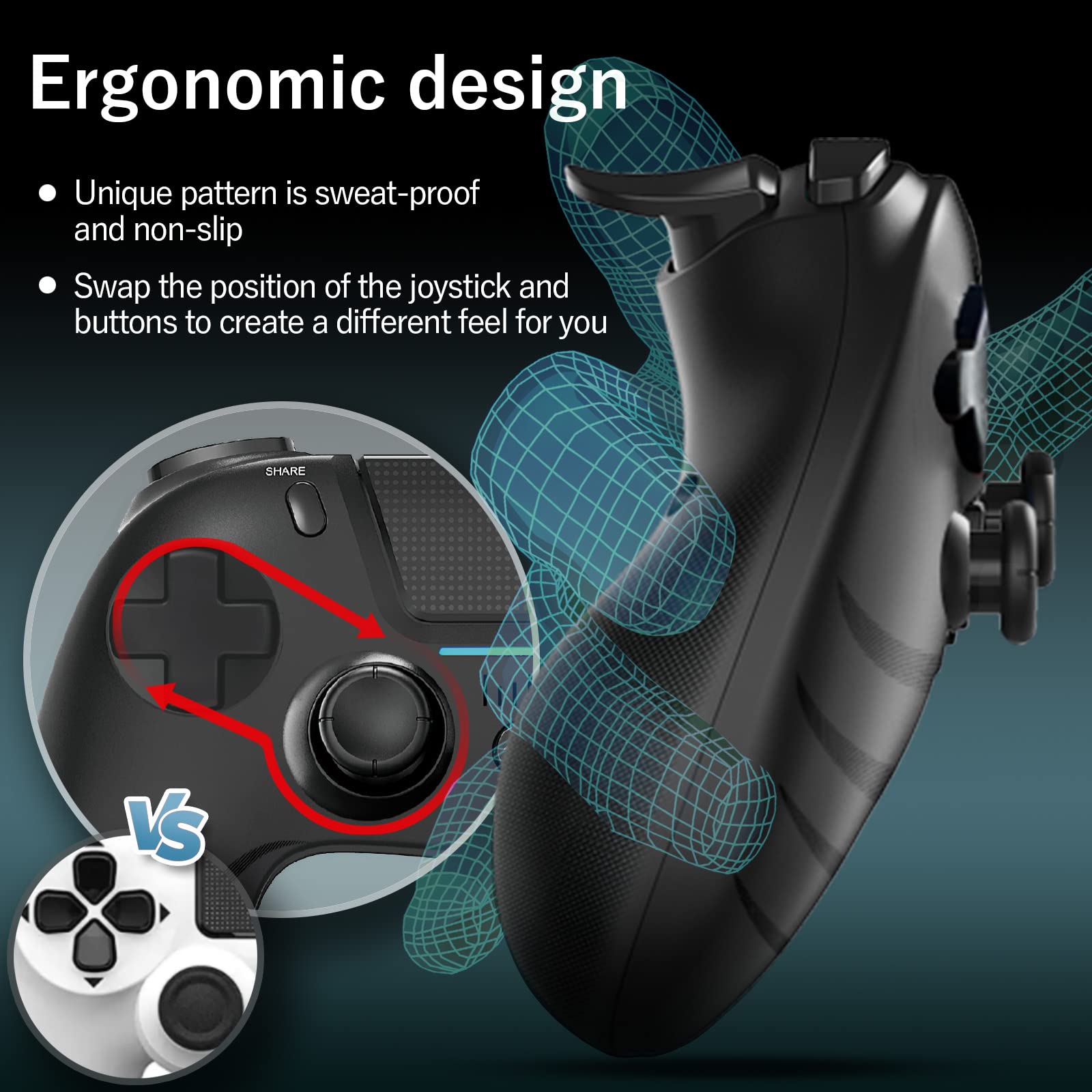 Agelkvoy Wireless Controller for PS-4, Game Controller Compatible with PS-4/Slim/Pro/PC, Wireless Pro Controller Gamepad for PS-4 with Dual Shock/6-Axis Sensor/Touchpad/3.5mm Headphone Jack