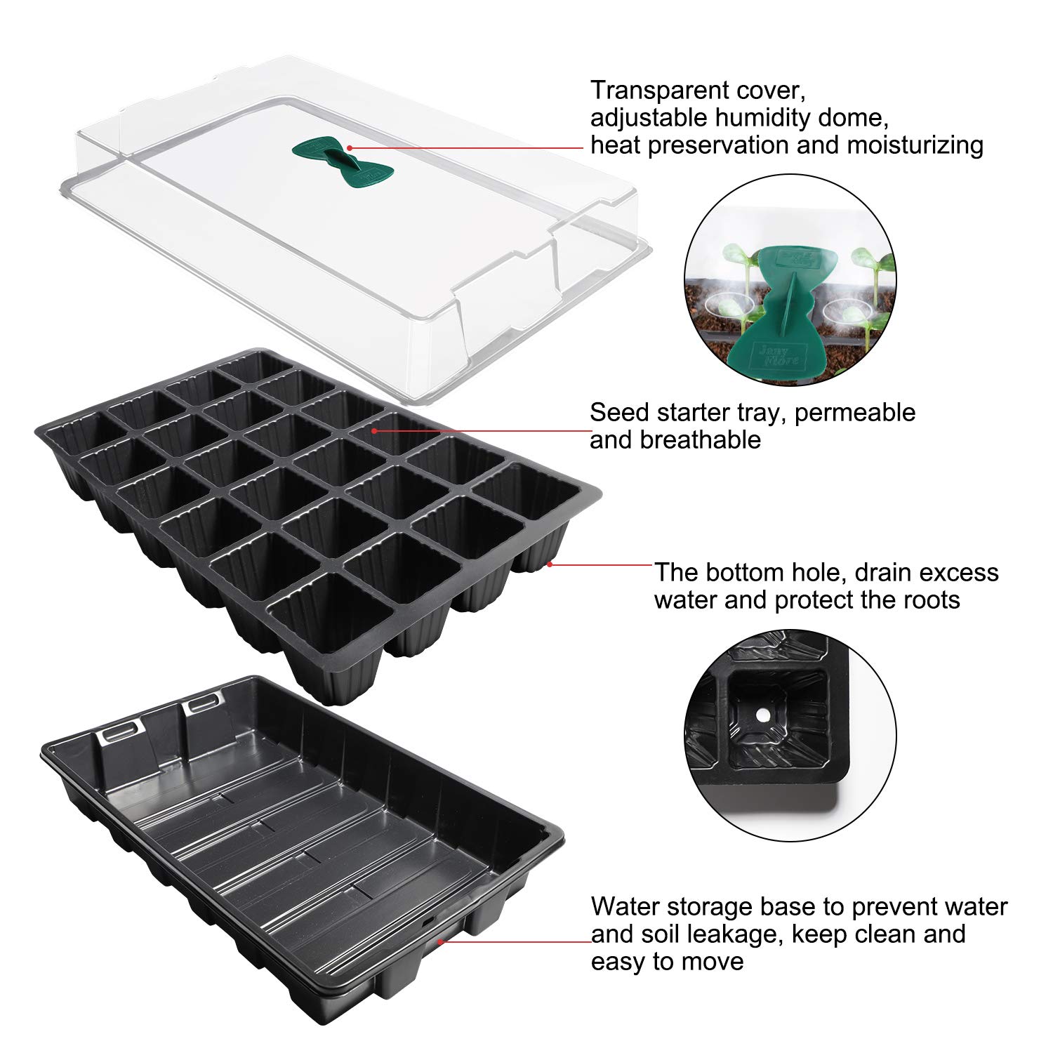 ANGTUO 10 Pack Seed Starter Tray with Humidity Dome and Lids 120 Cells Seedling Starter Kit Mini Greenhouse Grow Plant Tray for Gardening Germination