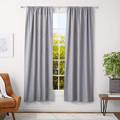 Amazon Basics 1-Inch Curtain Rod with Round Finials, 36 - 72 Inches, Nickel - Pack of 2