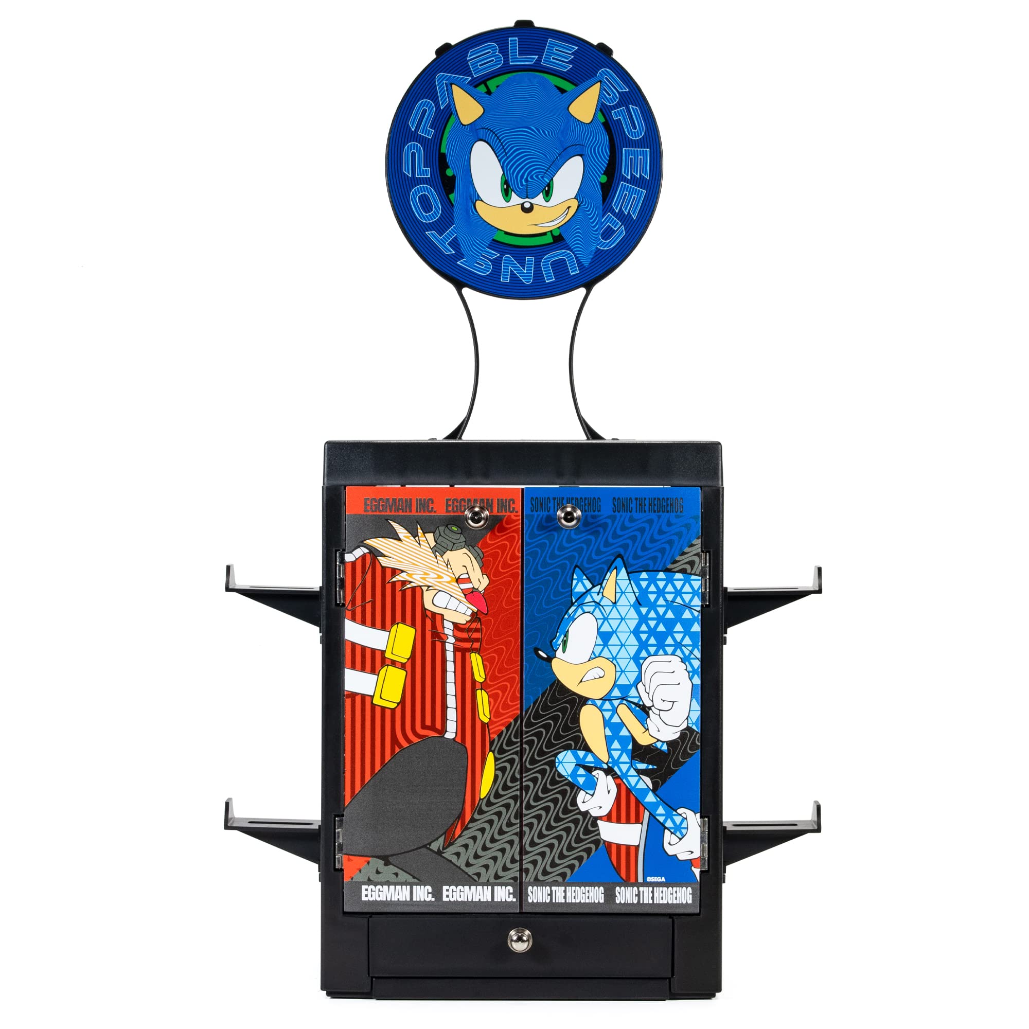 Numskull Official Sonic the Hedgehog Gaming Accessory Locker Storage Stand Holds 10 Games/DVDs–4 Controllers Headset & Accessories Durable Compact Organizer Official Sonic the Hedgehog Merchandise