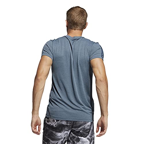 adidas Mens Heat.RDY 3-Stripes Tee Blue Oxide Large