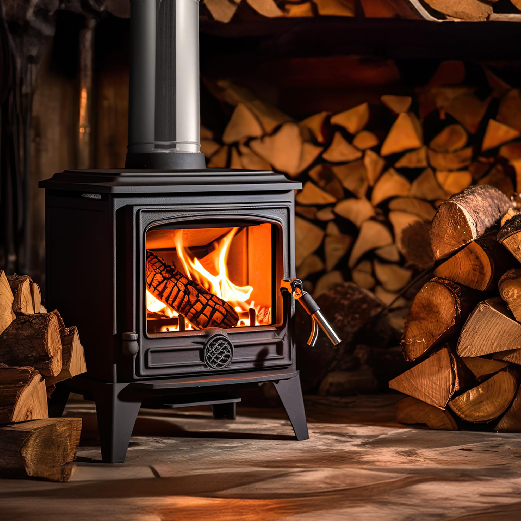 DuraVent DuraPlus 36 x 6 Inch Galvanized Stainless Steel Triple Wall Wood Burning Stove Pipe Connector for Ventilation with Twist Lock, Silver