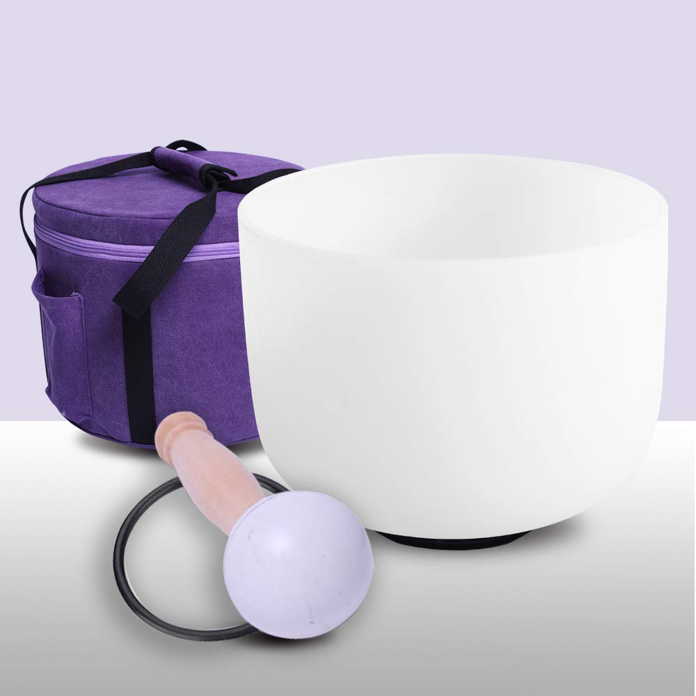 ENERGYSOUND Frosted G Note Throat Chakra Quartz Crystal Singing Bowl 10 inch +Carrier Bag mallet&o-ring included