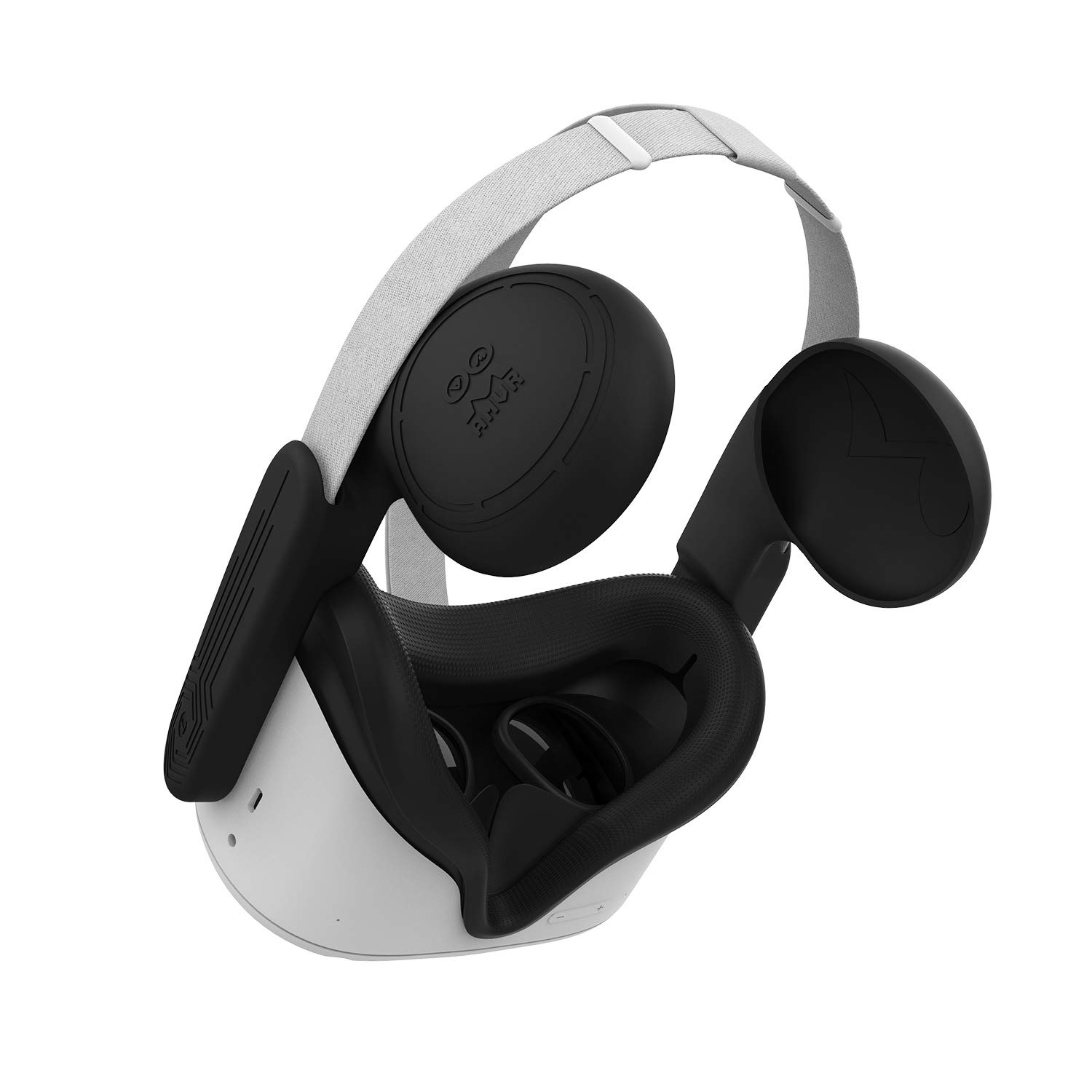 AMVR Silicone Ear Muffs for Meta Quest 2 VR Headset to Enhanced Headset Sound, for Quest 2 Accessories Headphone Extension Cover (Black, 1 Pair)