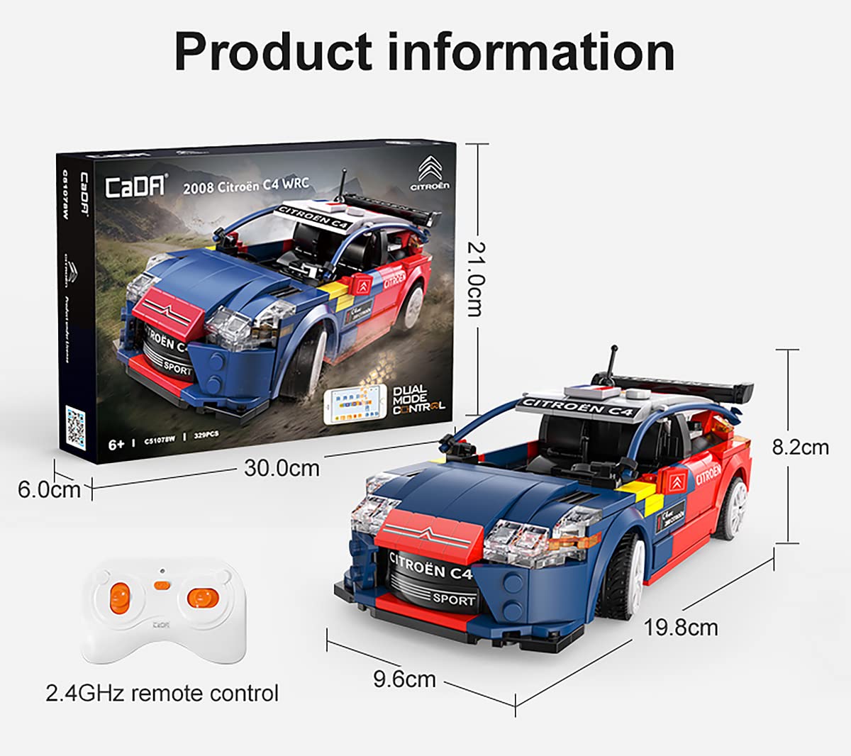 dOMOb Citroen C4 Rally WRC RC Car Building Kit – Bricks Toys for 6+ Age Kids & Adults – 1:20 Model Build Set – 2.4GHz Remote Control – 329 pcs Blocks – STEM for Boys & Girls