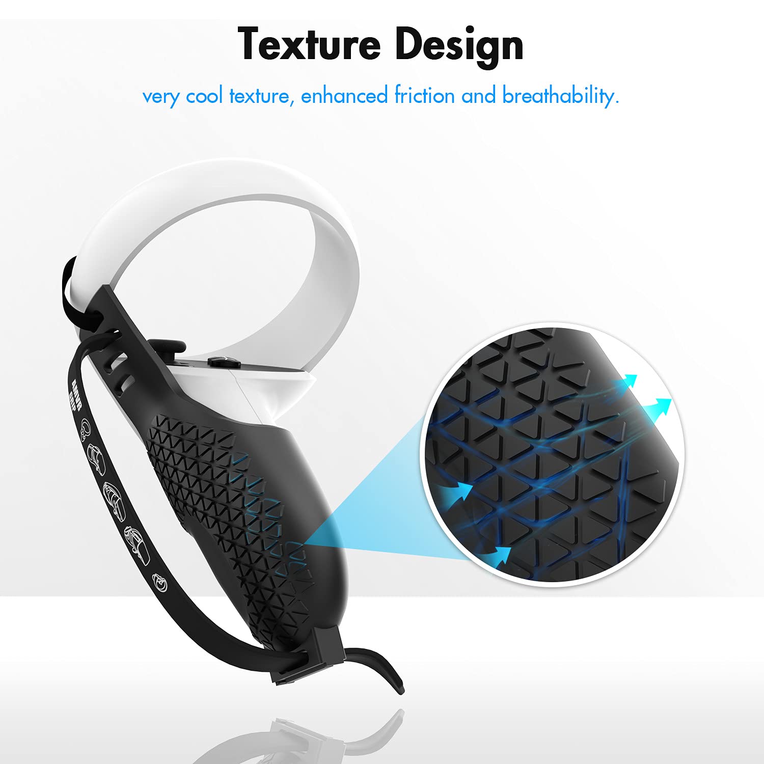 AMVR Touch Controller Grip Cover, for Meta/Oculus Quest, Quest 2 or Rift S Accessories,with Anti-Throw Straps and Handle Protective Sleeve,Made of Premium Material, Comfortable Feel, Easy Installation