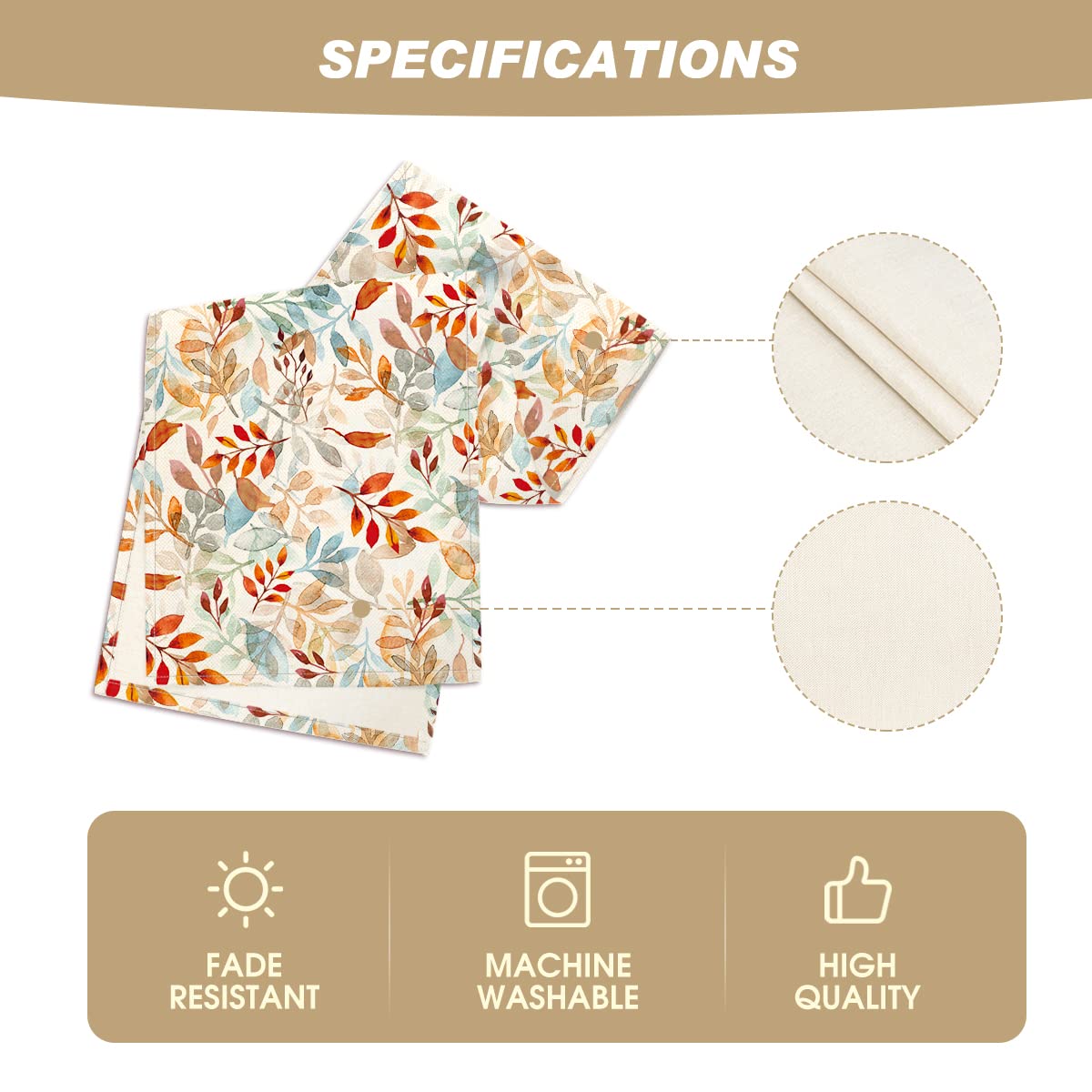 Artoid Mode Beige Eucalyptus Leaves Fall Table Runner, Seasonal Autumn Kitchen Dining Table Decoration for Outdoor Home Party 13x72 Inch