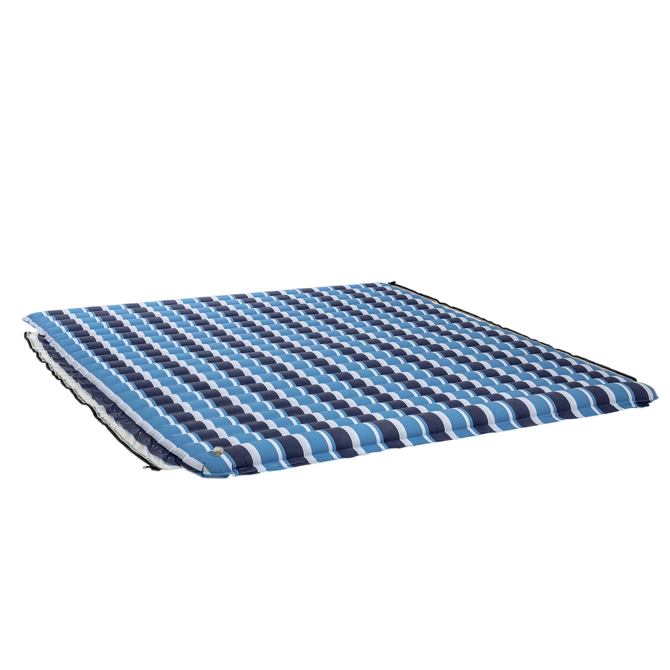 Aqua Ultimate Floating Water Mat โ Heavy Duty Floating Island Pad with Expandable Zippers โ Navy/White Stripe