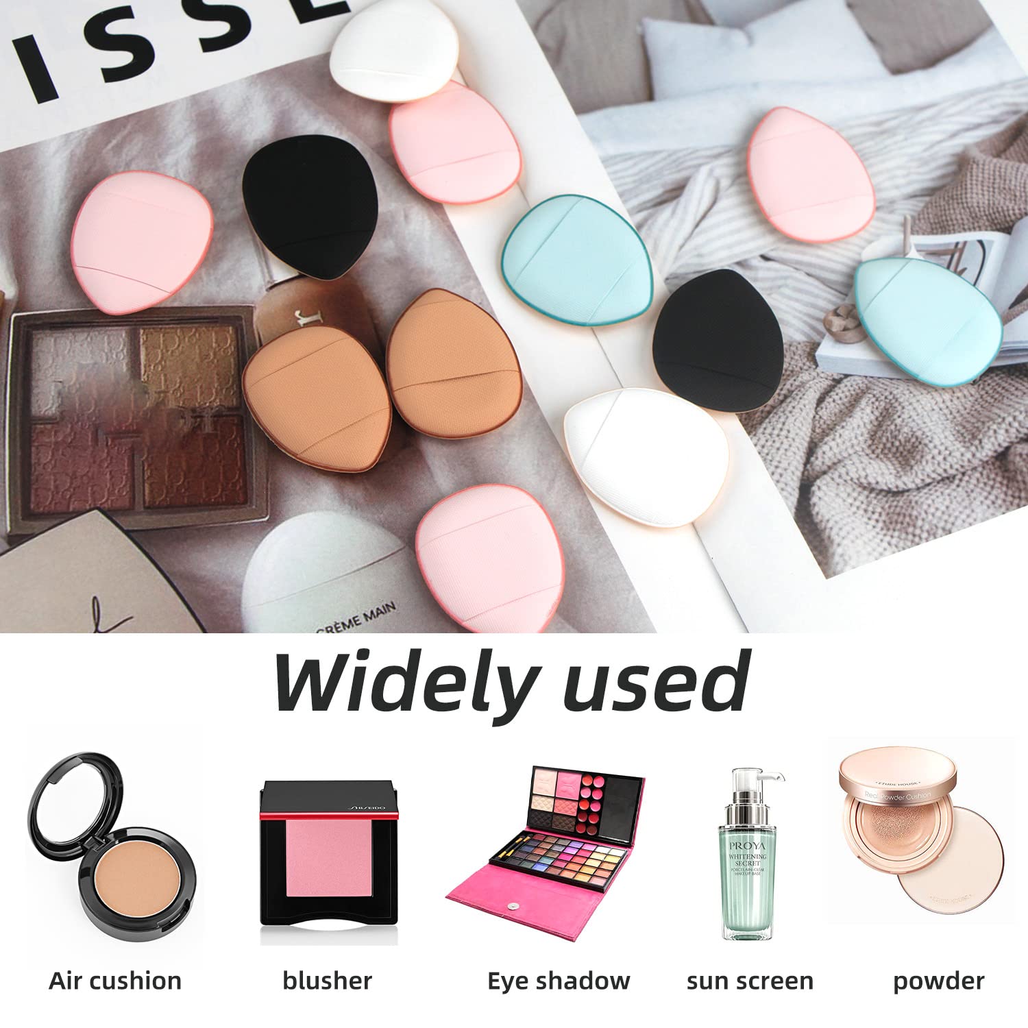 bAnpinSH Finger Puff, 12 Pcs Mini Makeup Puff,Suitable For Foundation, Concealer, Eye Shadow,Beauty Makeup Tools (5 Color 1 Set)