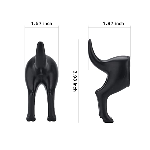 CRSWHA 5 Pack Dog Tail Coat Hooks for Wall,Black Plastic Wall-Mounted Hat Hanger Hooks,Cute Towel Hooks for Bathroom,Decorative Dog Butt Wall Peg for Hanging Coats,Bags,Key,Purse,Dog Leash
