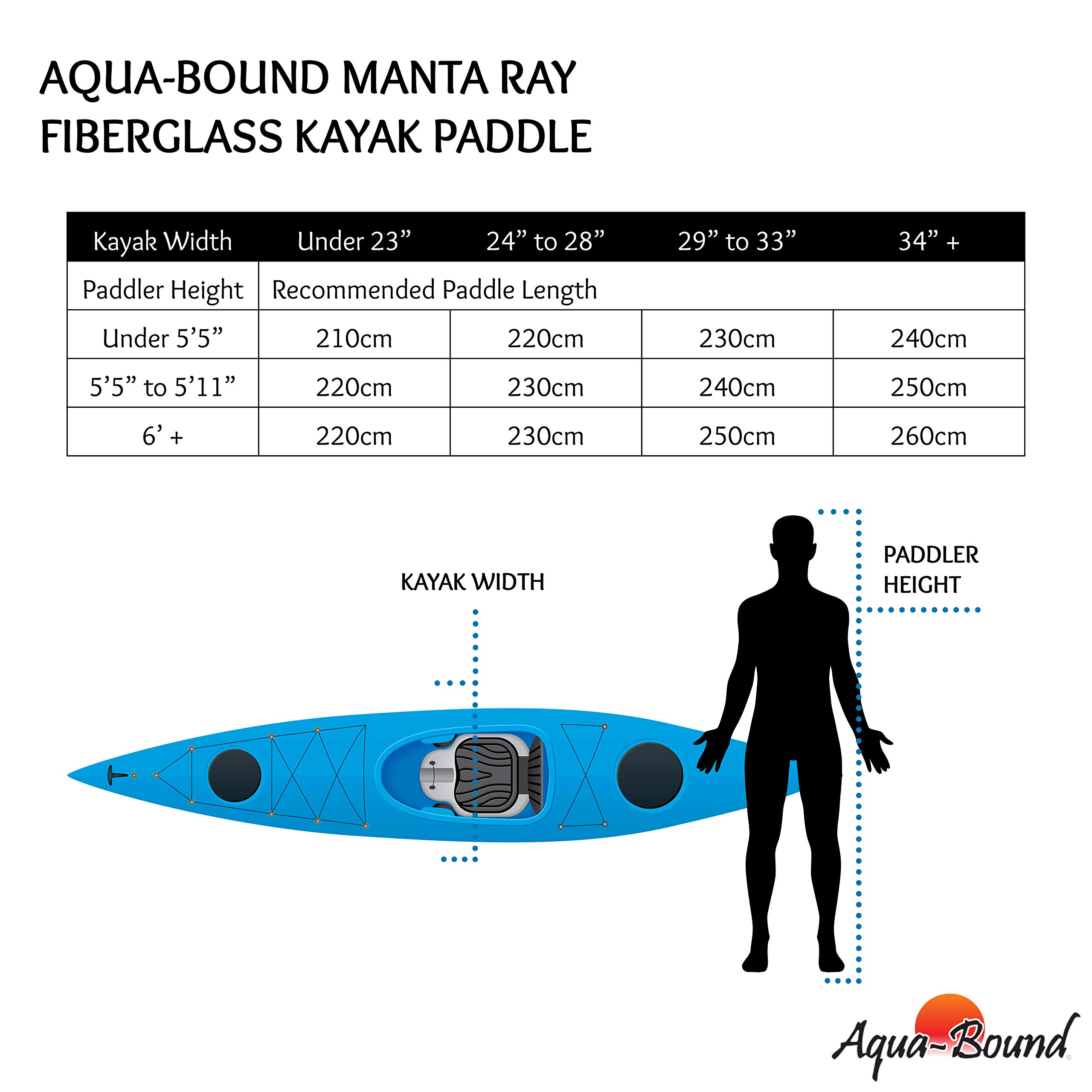 Aqua-Bound Manta Ray Fiberglass 2-Piece Snap-Button Kayak Paddle