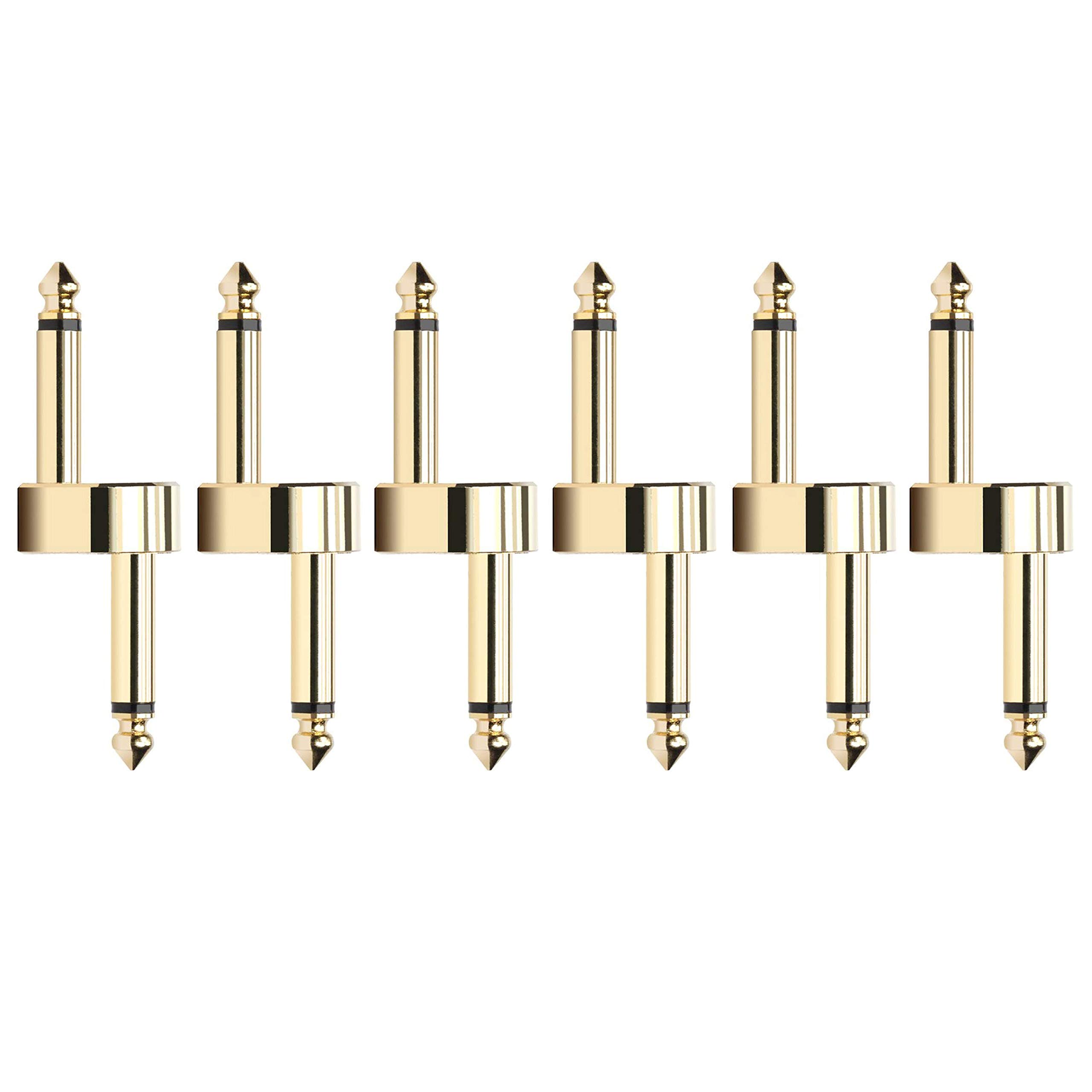 AZOR 1/4 Inch(6.35mm) Guitar Pedals Coupler Z Type Guitar Pedal Connectors 6 Pack, Male to Male Connector for Effect Pedalboard