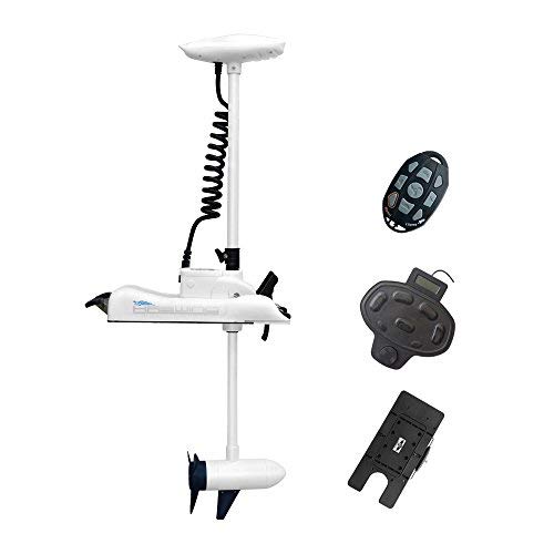AQUOS Haswing White 12V55LBS 48inch Bow Mount Trolling Motor with Remote Control, Wired Foot Control, Quick Release Bracket for Inflatable Boat Bass Boat Aluminum Boat Fishing Freshwater/Saltwater