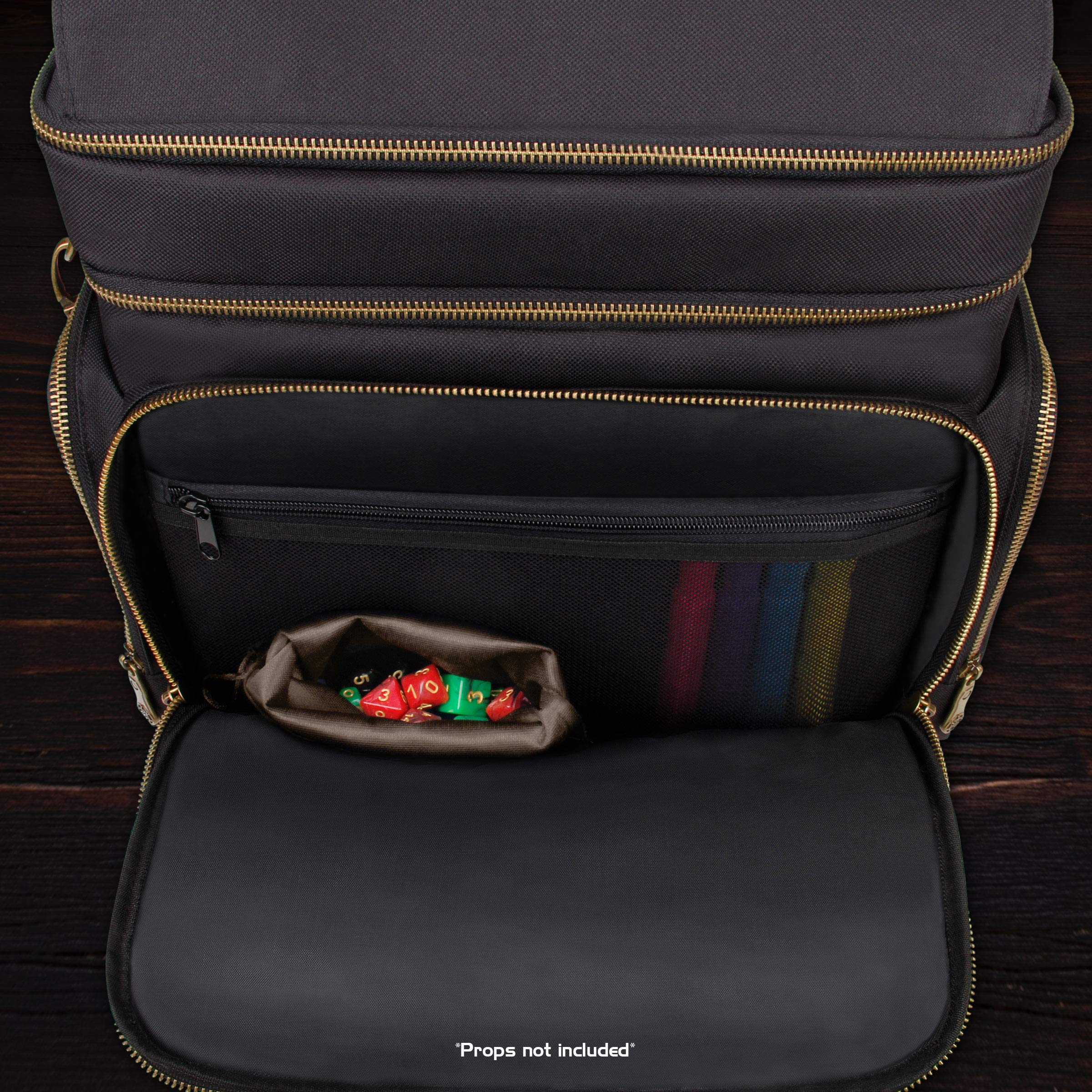 ENHANCE RPG Dungeons and Dragons Table Games Travel Bag with Miniatures, Padded Carry Bag with Multiple Compartments with Book Compartment (4-8) and Dice and Token Pocket