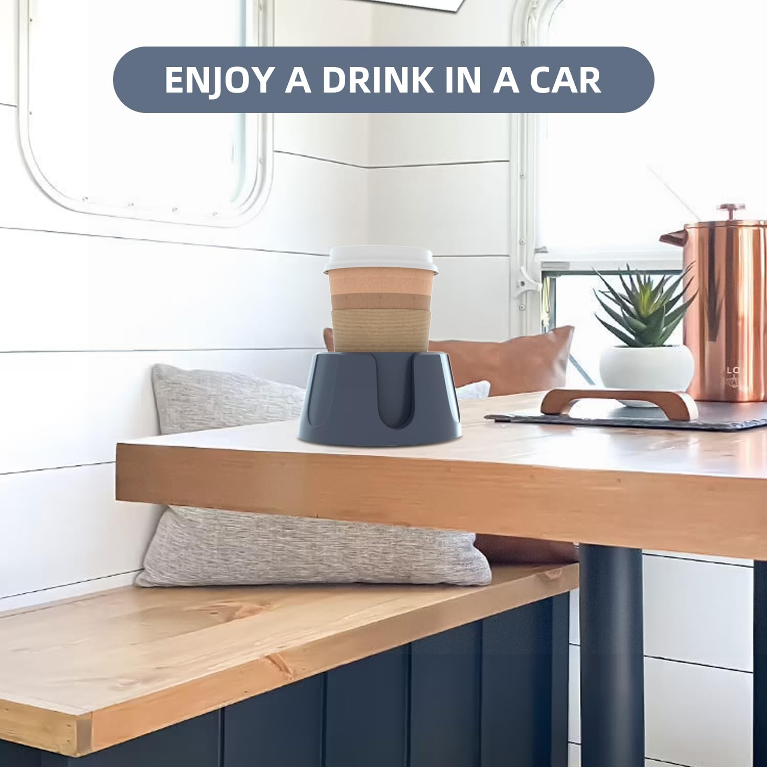 Anti-Spill Cup Holder, Drink Coaster Fits Drink for RV Home Office Outdoors with Anti-Slip Mat and Magnetic Pad