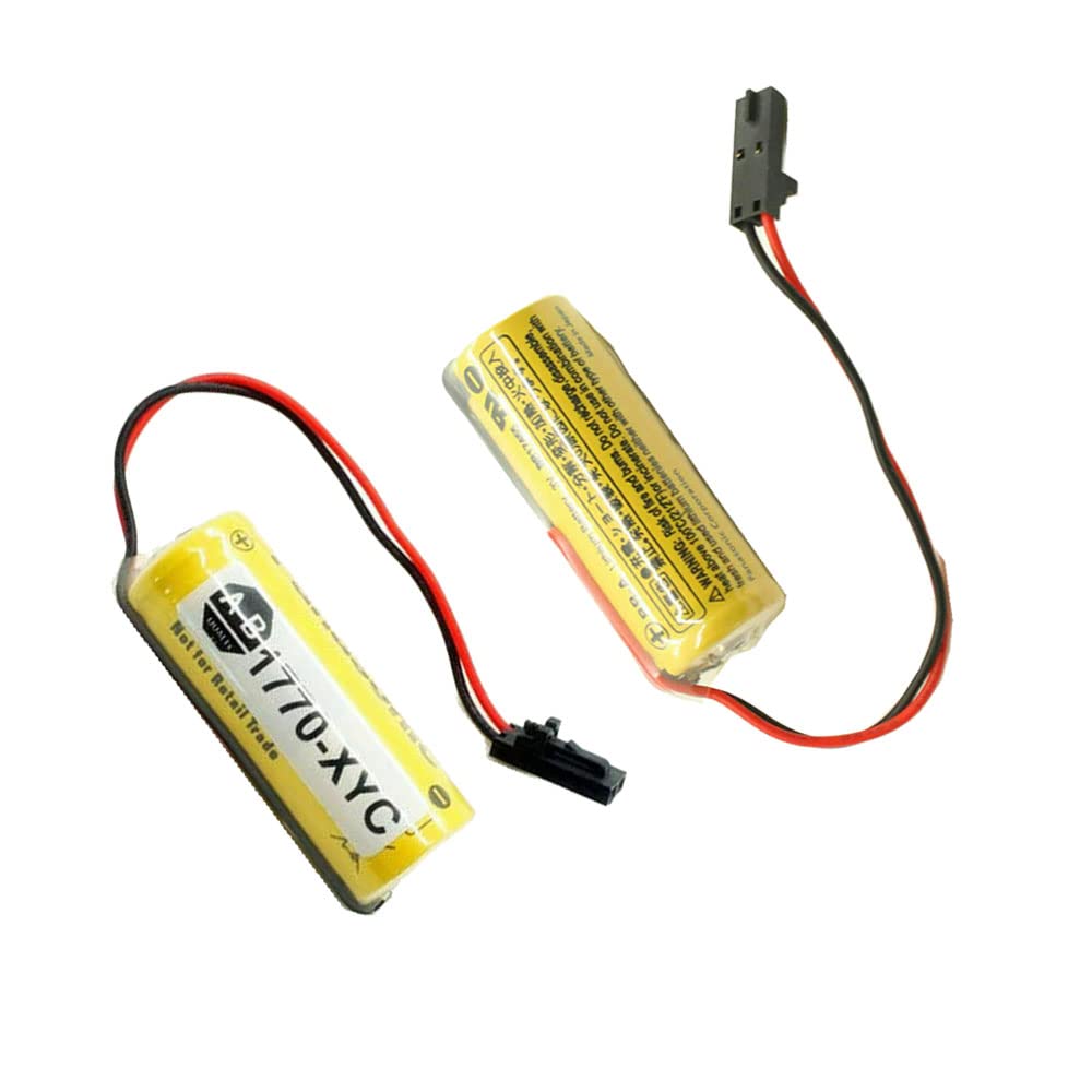 BAOBUTE 8PCS 3V 1770-XYC 3V 1800mAh Lithium PLC Battery Replacement for 1770-XYC/A 1770-XYB 1756-BA1 with Black Plug