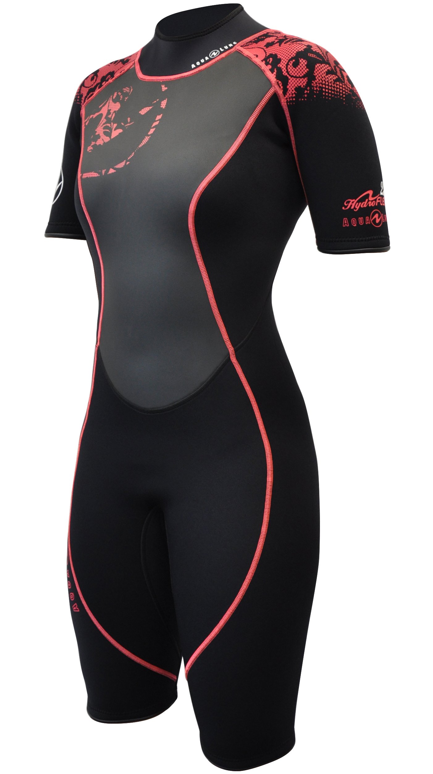 Aqua Lung Women's HydroFlex Shorty Wetsuit, Black Coral, Large (10)