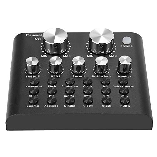 ASHATA Live Sound Card Bluetooth Multifunctional Portable Audio Mixer Sound Card in Metal Voice Change Volume Adjustable with Multiple Electro Acousti
