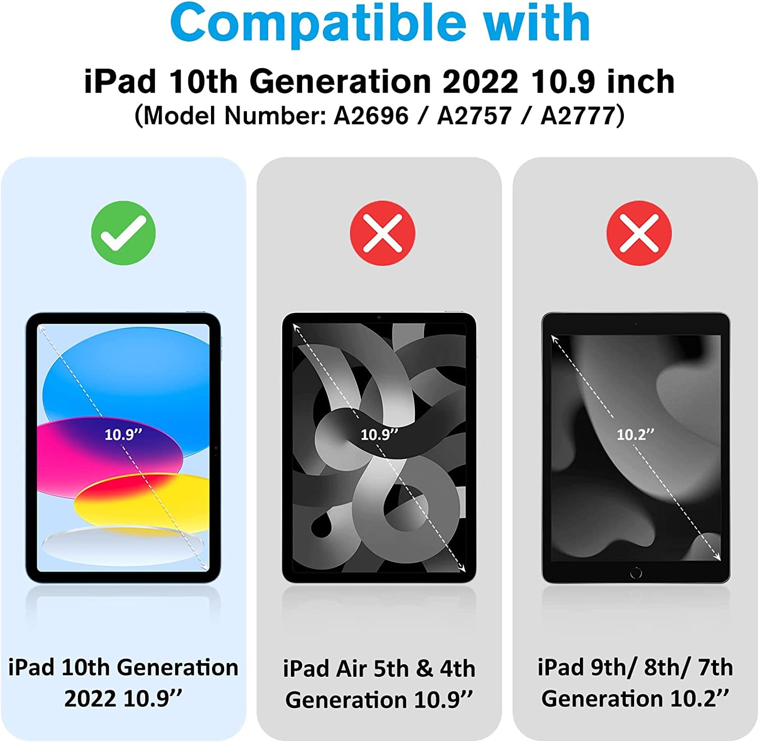 avakot 2 Pack Tempered Glass Screen Protector for iPad 10th Generation 10.9" 2022 | Screen Protector for iPad 10.9 Inch 2022 Tempered Glass Film for iPad 10 Gen Touch Sensitive Anti-Scratch