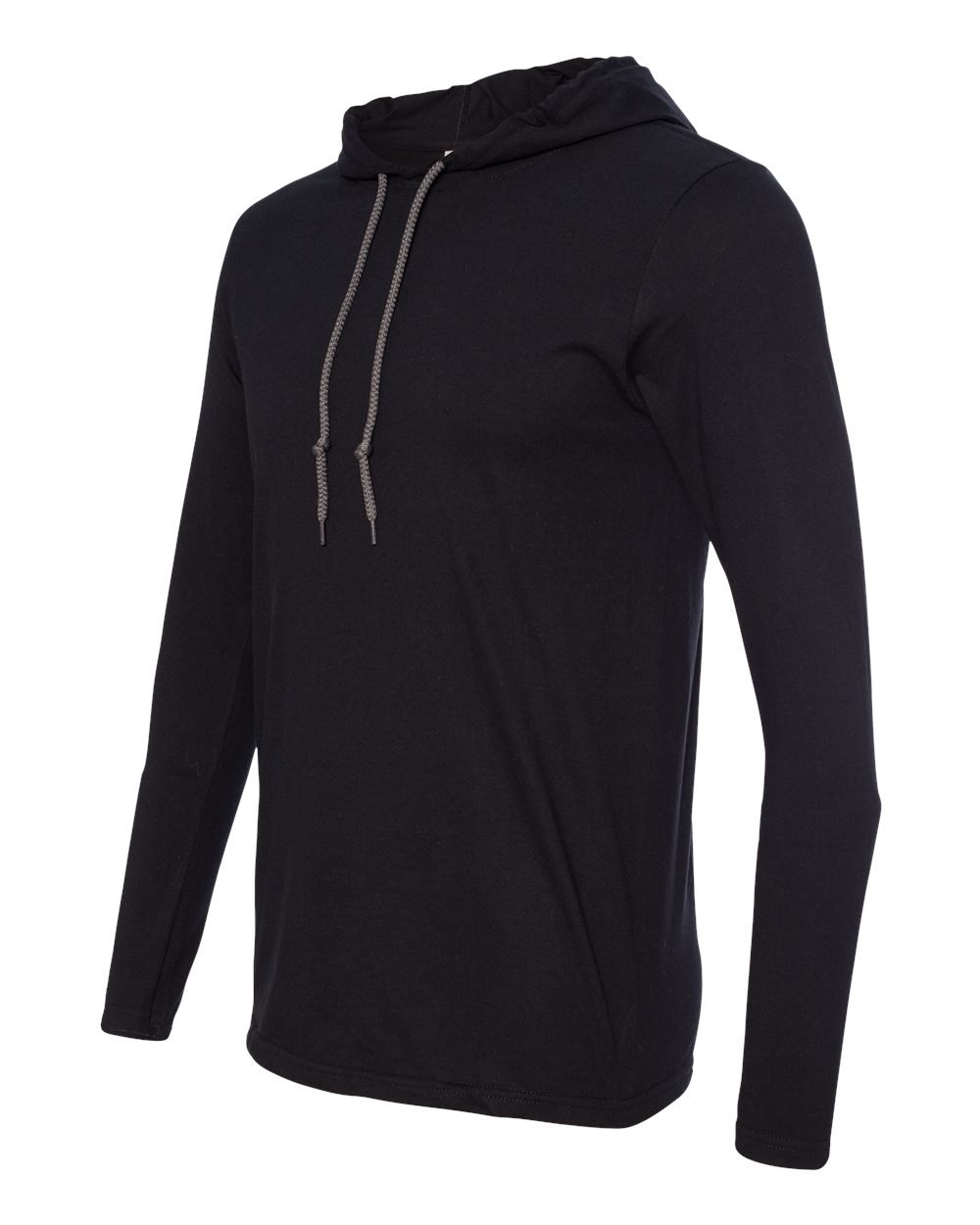 Anvil Lightweight Long-Sleeve Hooded T-Shirt (987AN)- BLACK/DARK GREY,XL