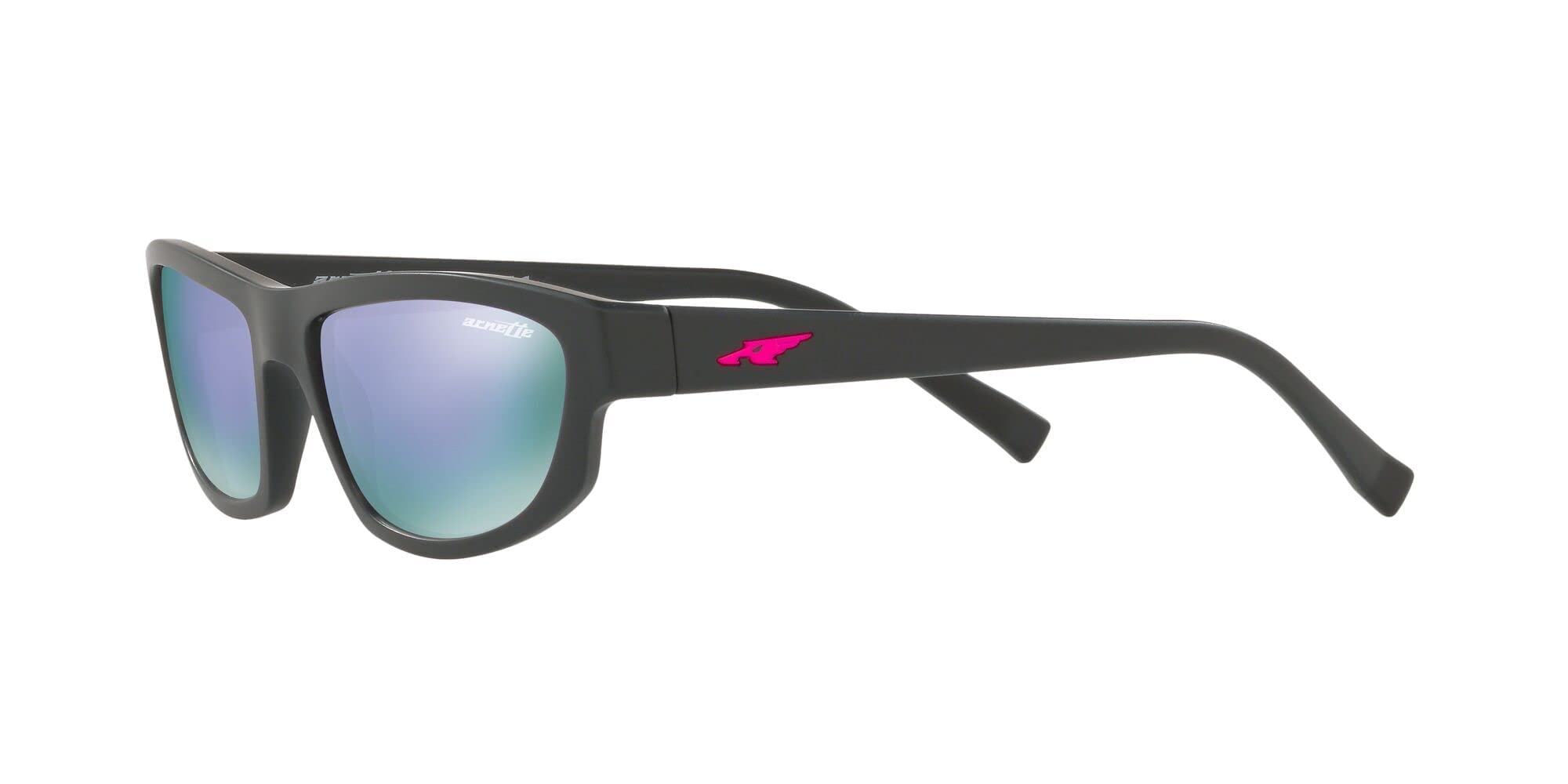 ARNETTE Unisex Sunglasses Matte Black Frame, Grey Mirror Violet Lenses, 56MM