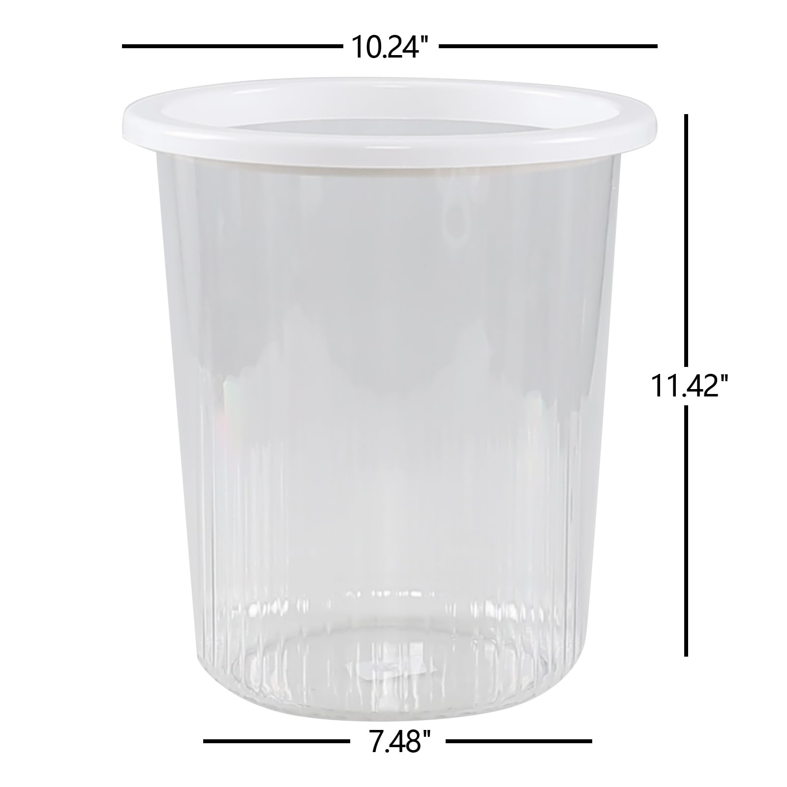 Bringer 2.6 Gallon Acrylic Clear Round Small Wastebasket for Bathroom, Bedroom, Kitchen, 4 Pack Plastic Small Trash Can