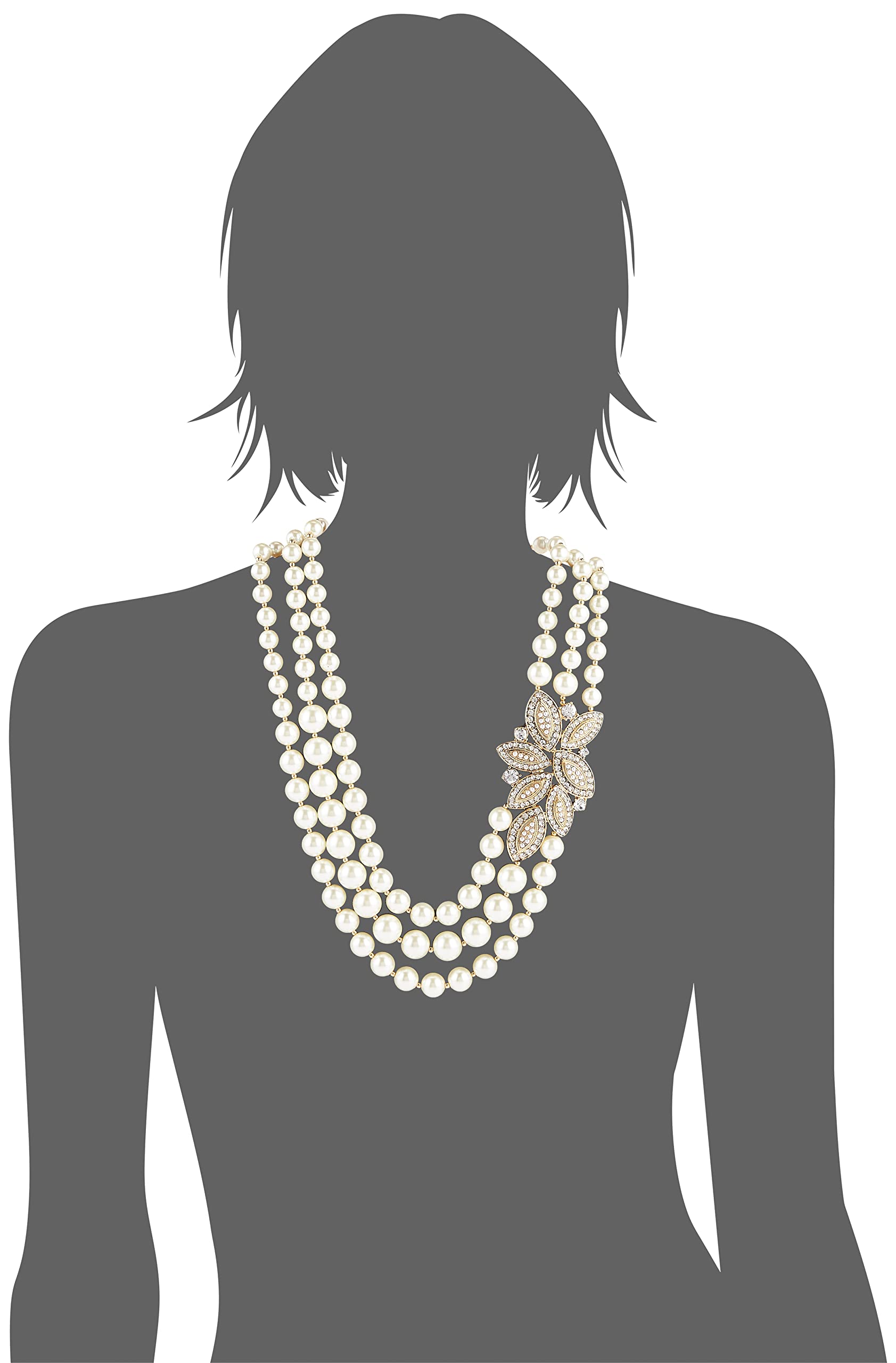 Anne Klein Women's Gold-Tone Blanc Pearl Torsade Strand Necklace, Gold/White, 0