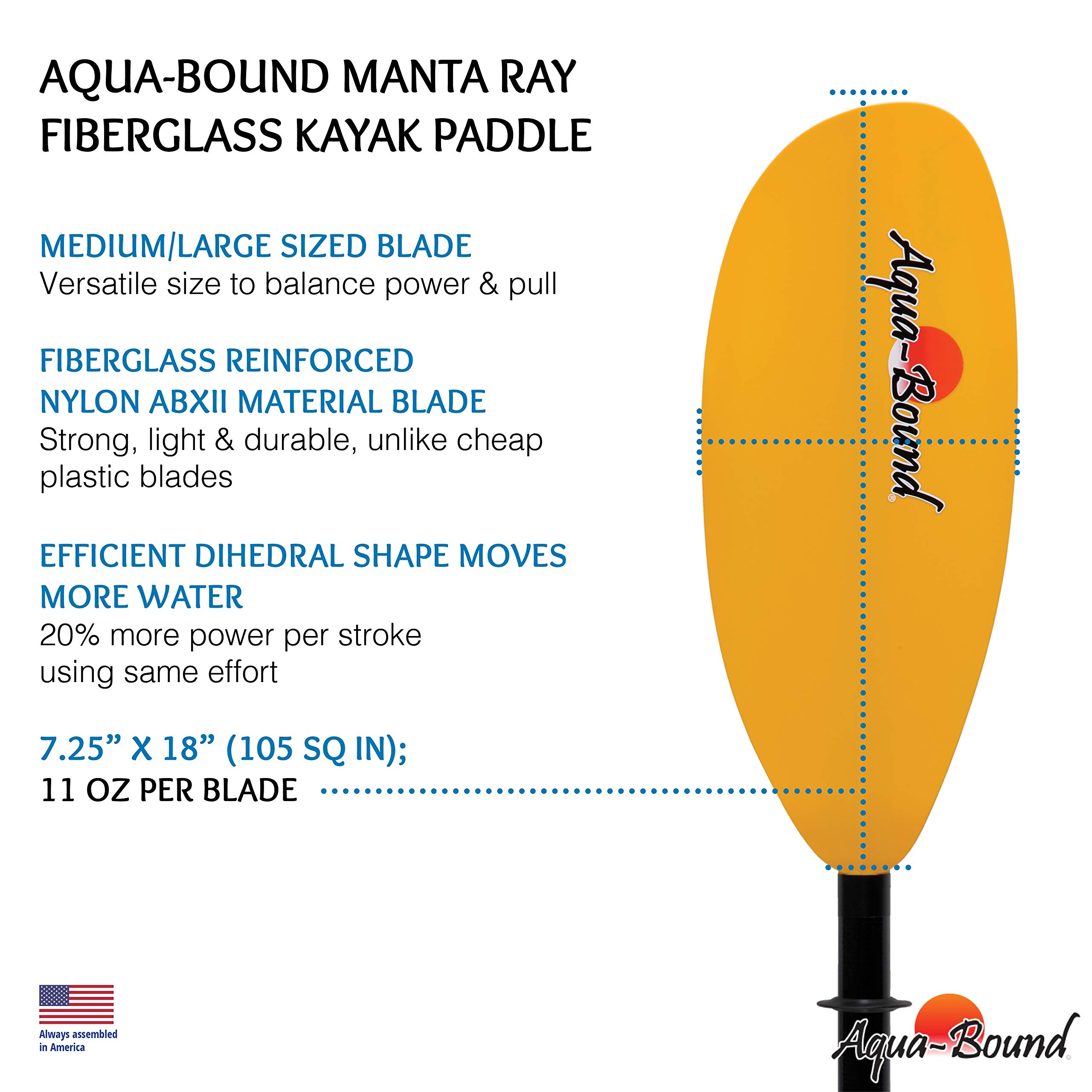 Aqua-Bound Manta Ray Fiberglass 2-Piece Snap-Button Kayak Paddle