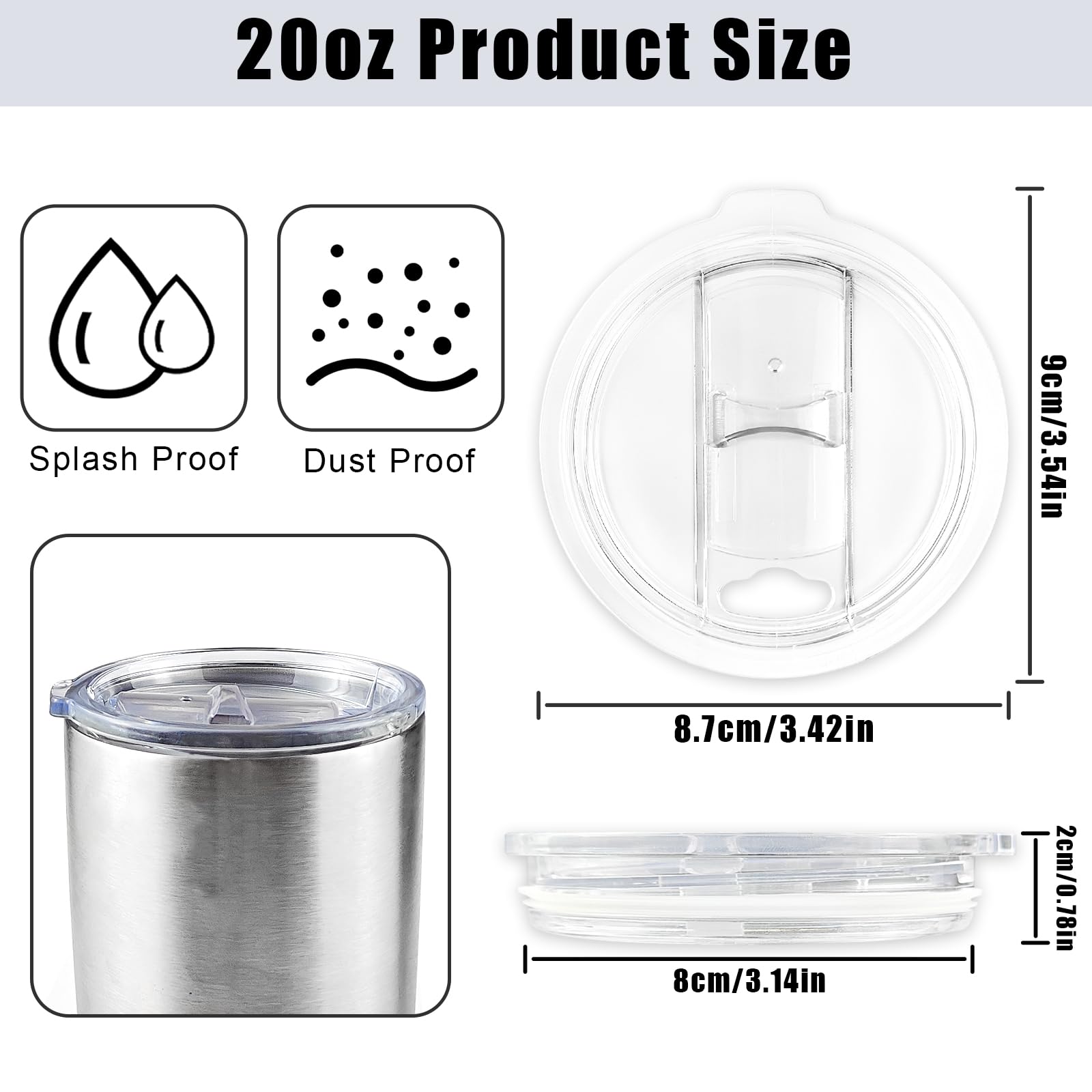 Amgkonp 4PACK Tumbler Replacement Lids 20oz,Spill proof Tumbler Lids for YETI Rambler,Old Style RTIC,SUNWILL and CIVAGO Coffee Tumble,BPA free